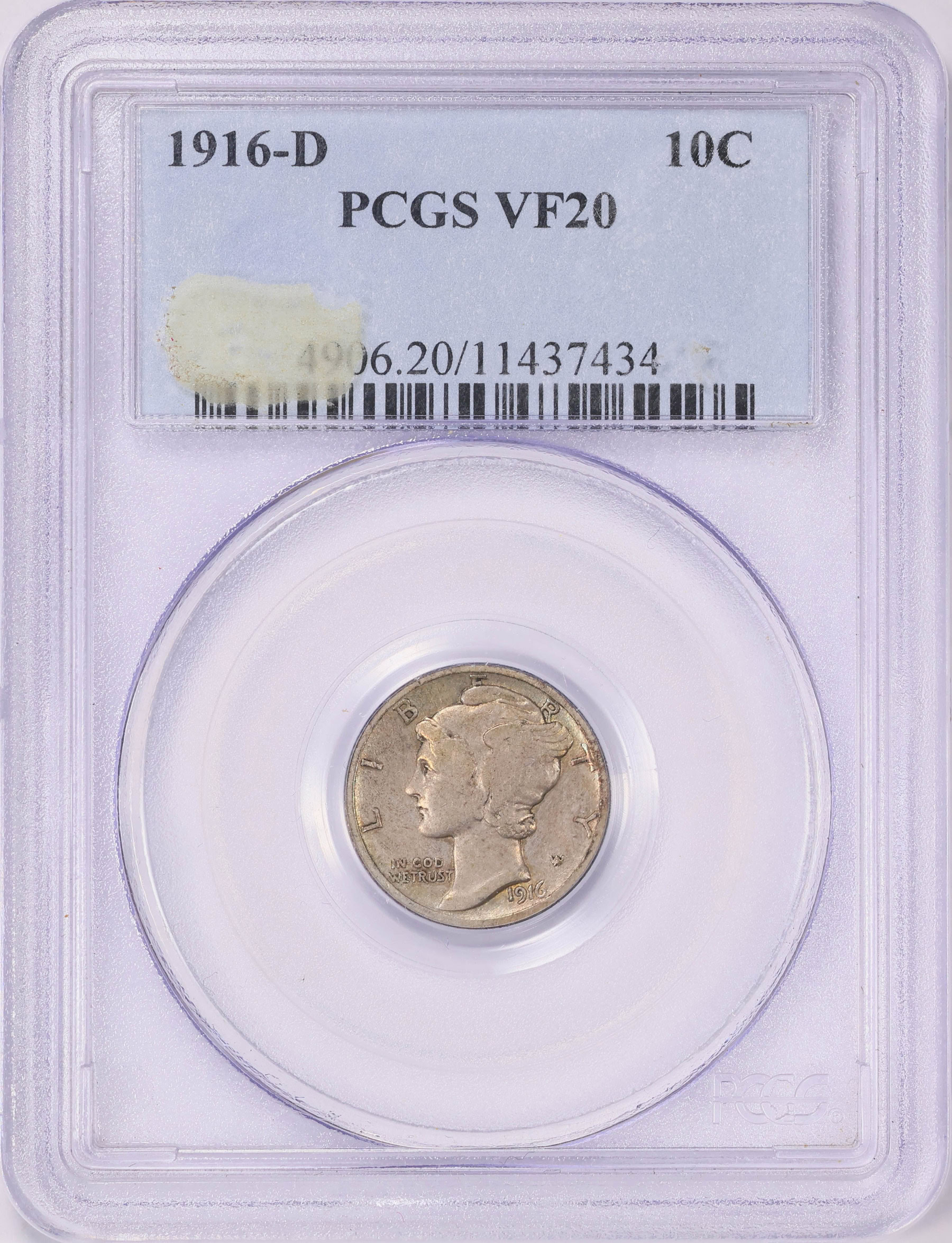 1916-D Mercury Dime PCGS VF-20 (Item 1620825) | GreatCollections Coin Auctions