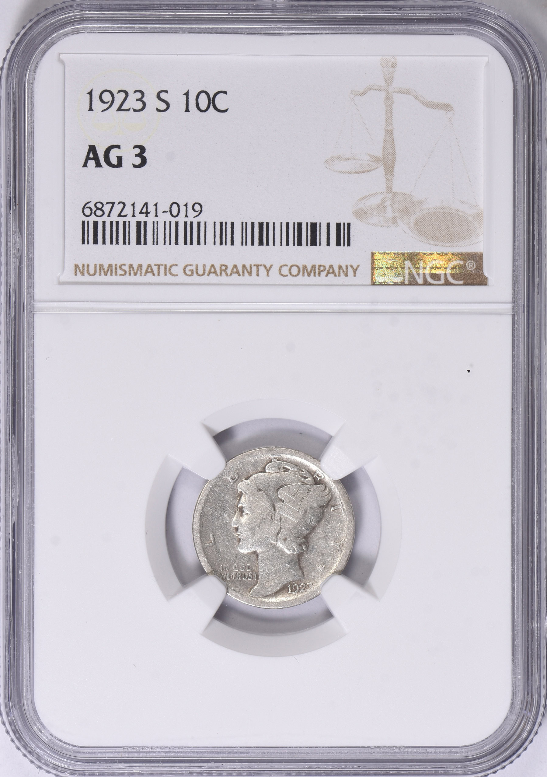 1923-S Mercury Dime NGC AG-03 (Item 1621392) | GreatCollections Coin Auctions