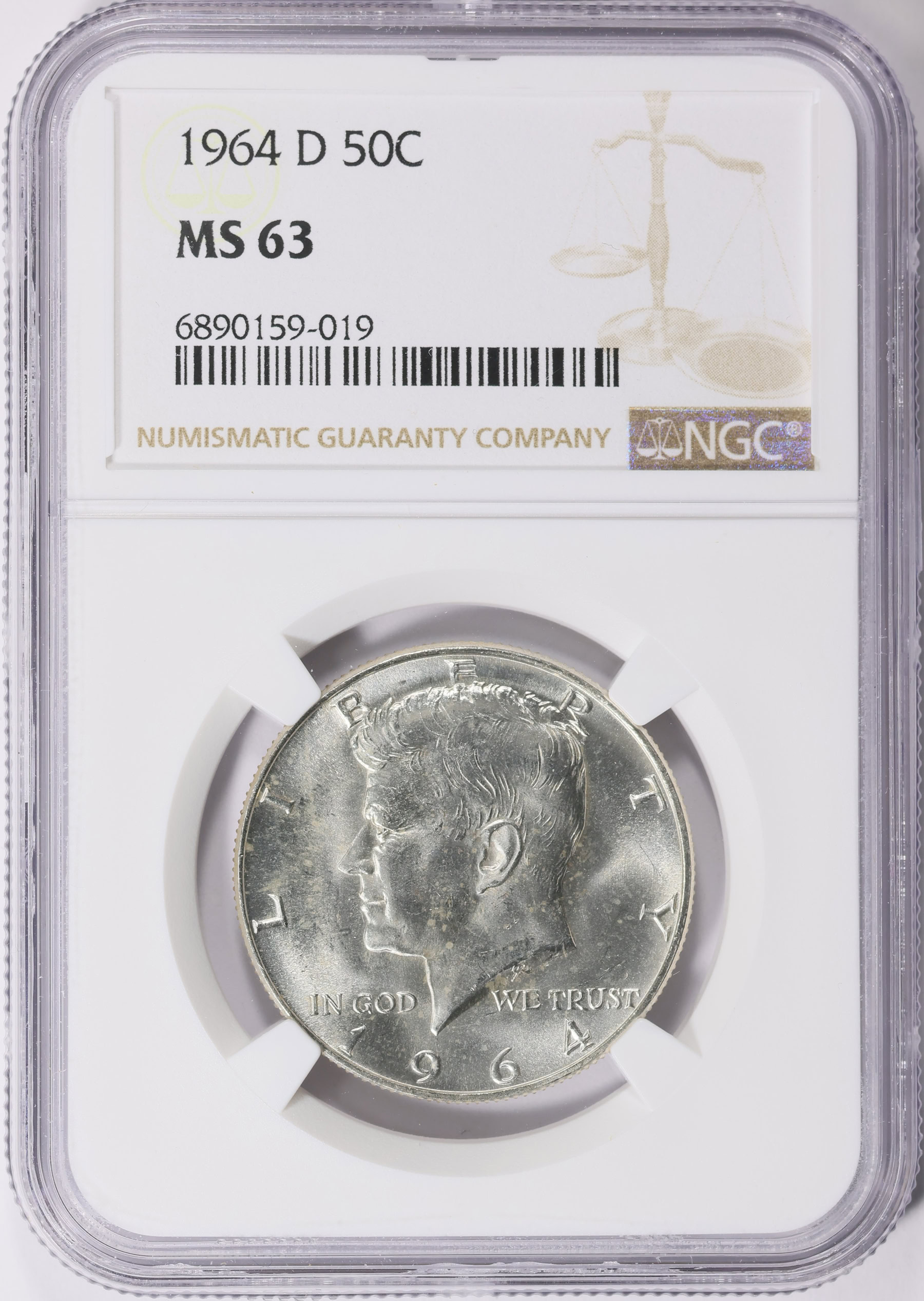 1964-D Kennedy Half Dollar NGC MS-63 (Item 1621432) | GreatCollections ...