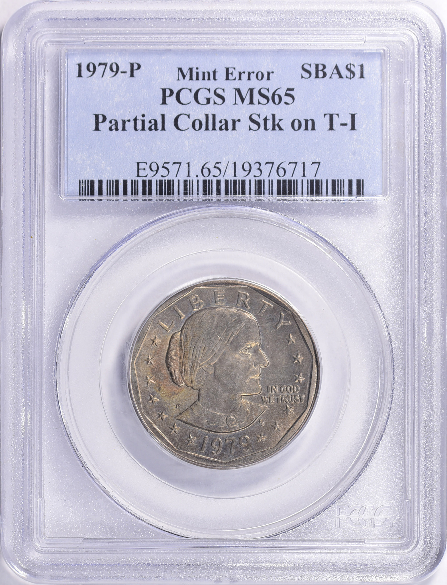 Mint Error 1979-P Susan B. Anthony Dollar Partial Collar Struck on T-1 ...