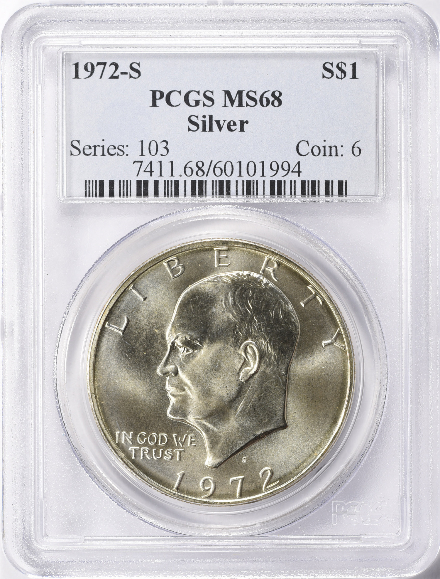 1972-S Eisenhower Dollar Silver PCGS MS-68 (Item 1621786) | GreatCollections Coin Auctions