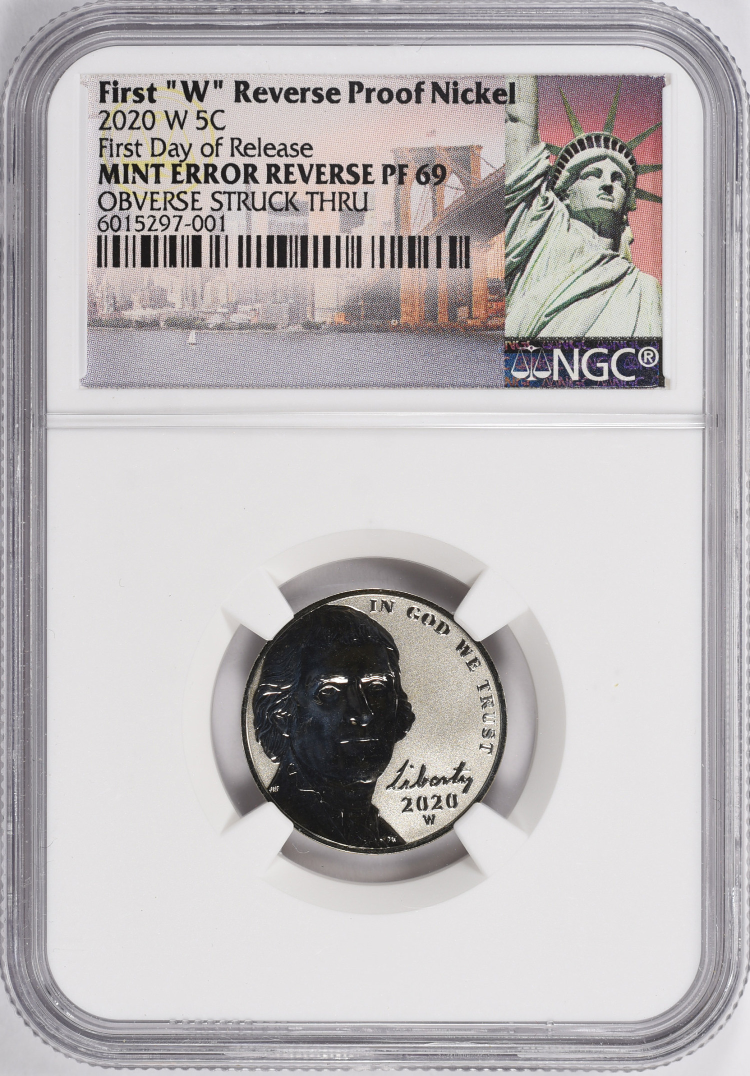 Mint Error 2020-W Jefferson Nickel Reverse Proof First Day of Release ...