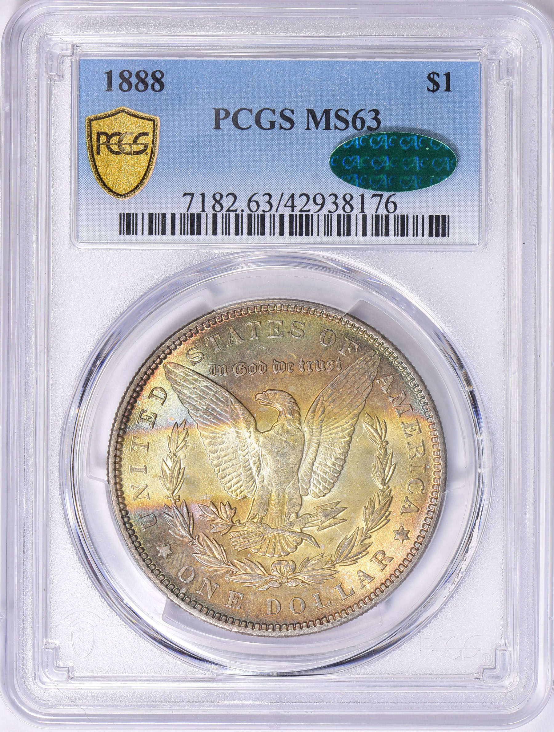1888 Morgan Silver Dollar PCGS MS-63 (CAC Green) (Toned) (Item 1622596) | GreatCollections Coin ...