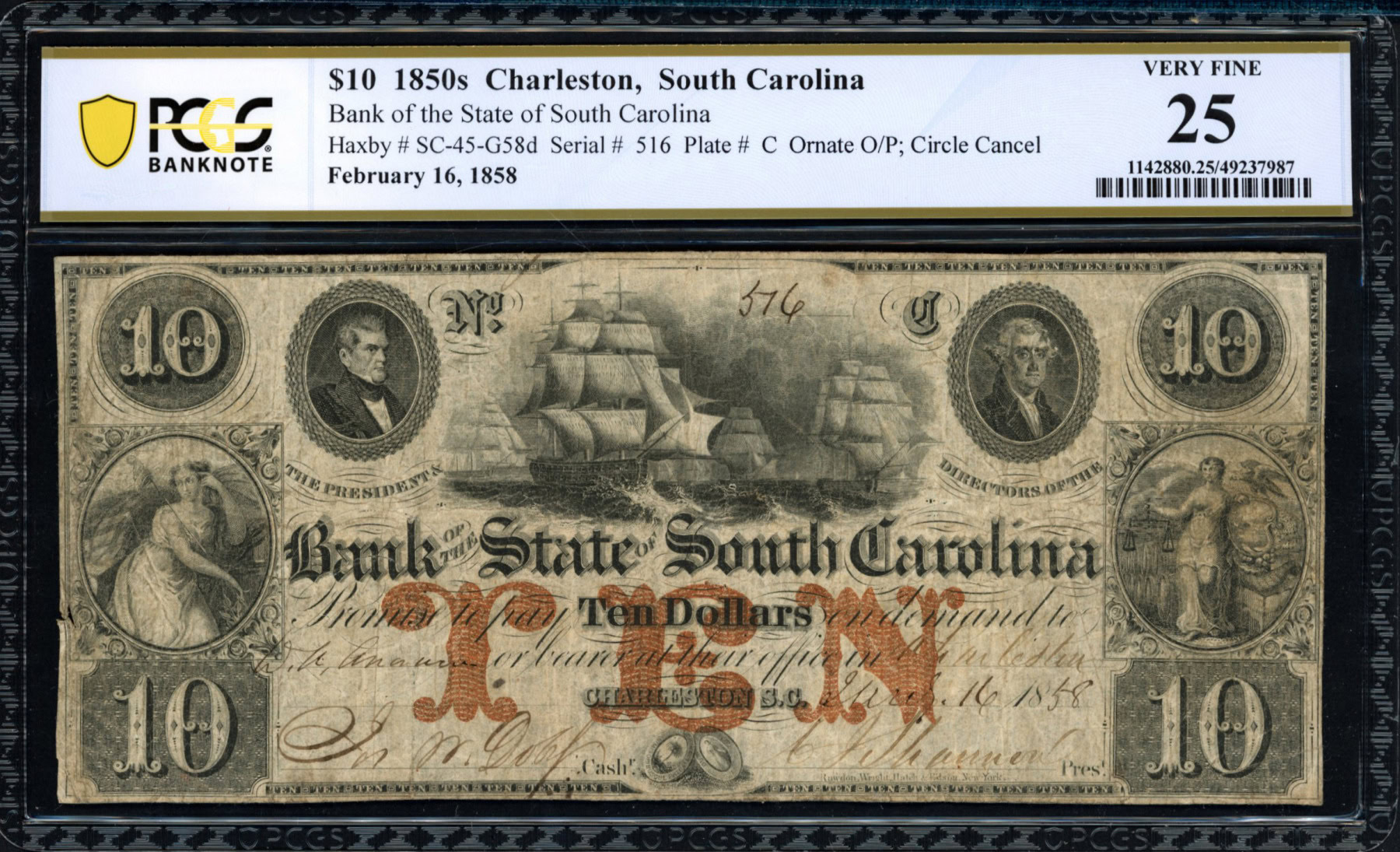 Feb. 16, 1858 Charleston, South Carolina Bank of the State of South ...