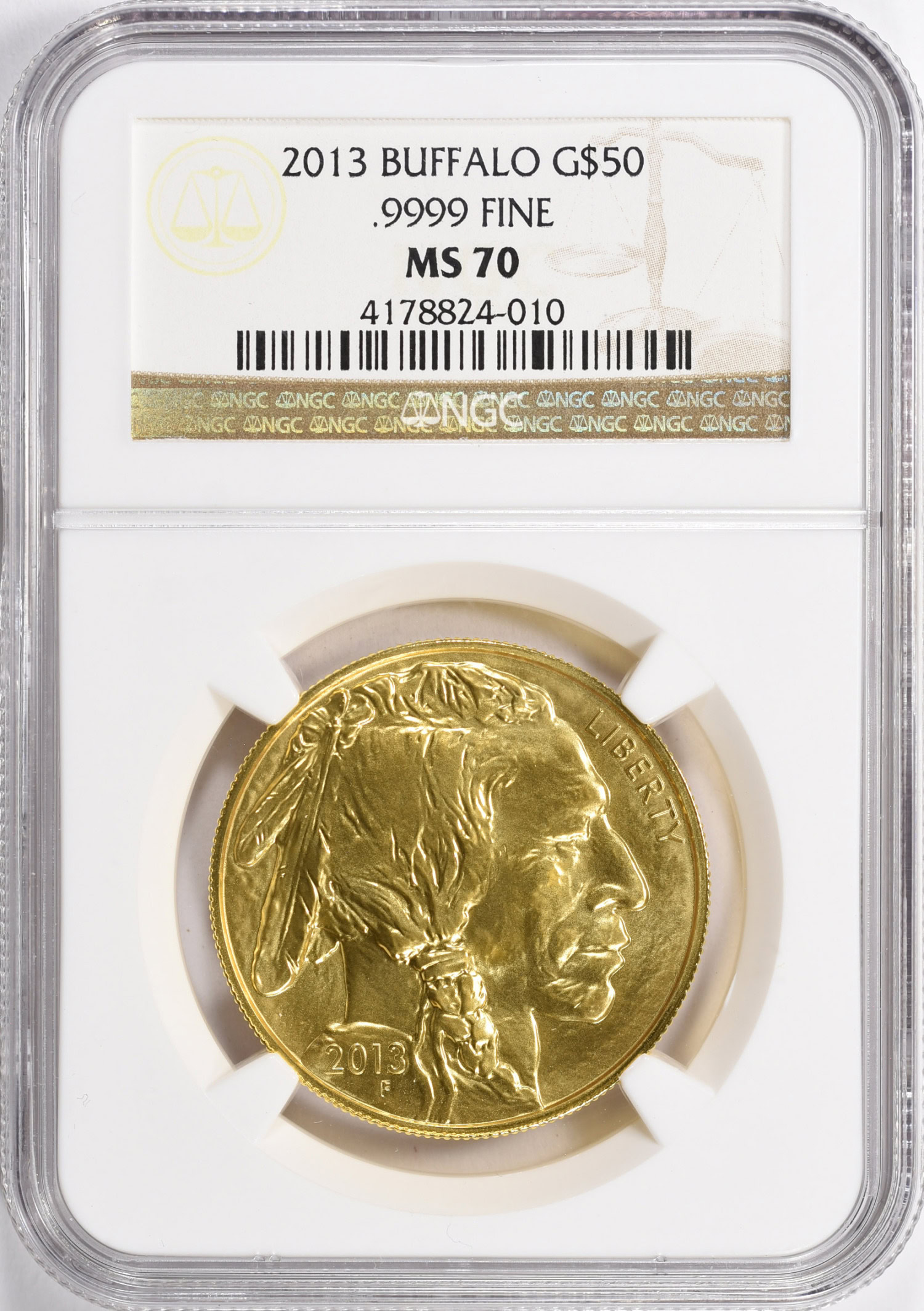 2013 $50 One-Ounce Gold American Buffalo NGC MS-70 (Item 1623262) | GreatCollections Coin Auctions