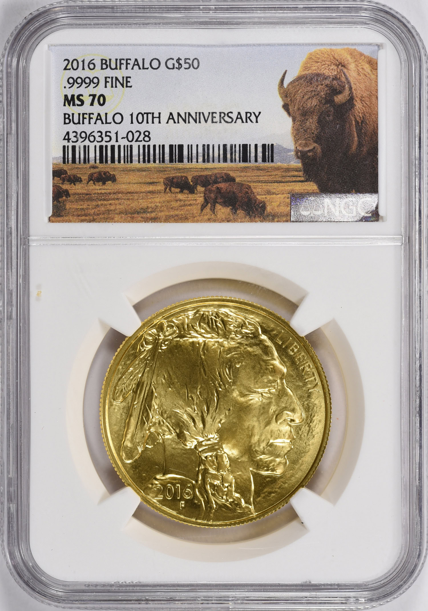 2016 $50 One-Ounce Gold American Buffalo 10th Anniversary NGC MS-70 (Item 1623264 ...