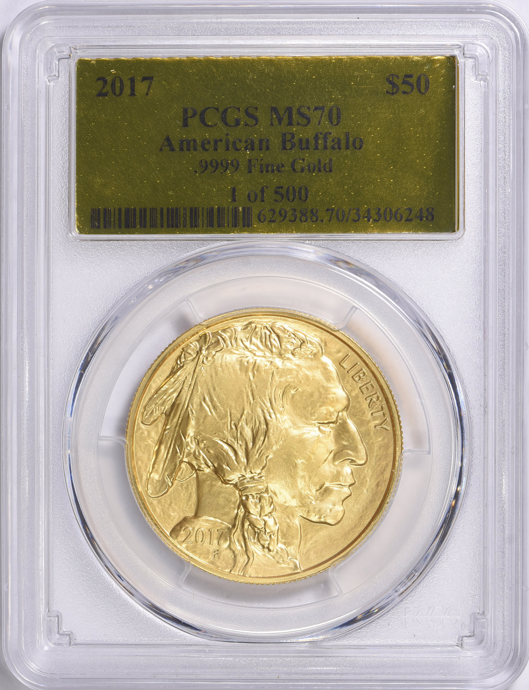 2017 $50 One-Ounce Gold American Buffalo PCGS MS-70 (Gold Foil Label) (Item 1623267 ...
