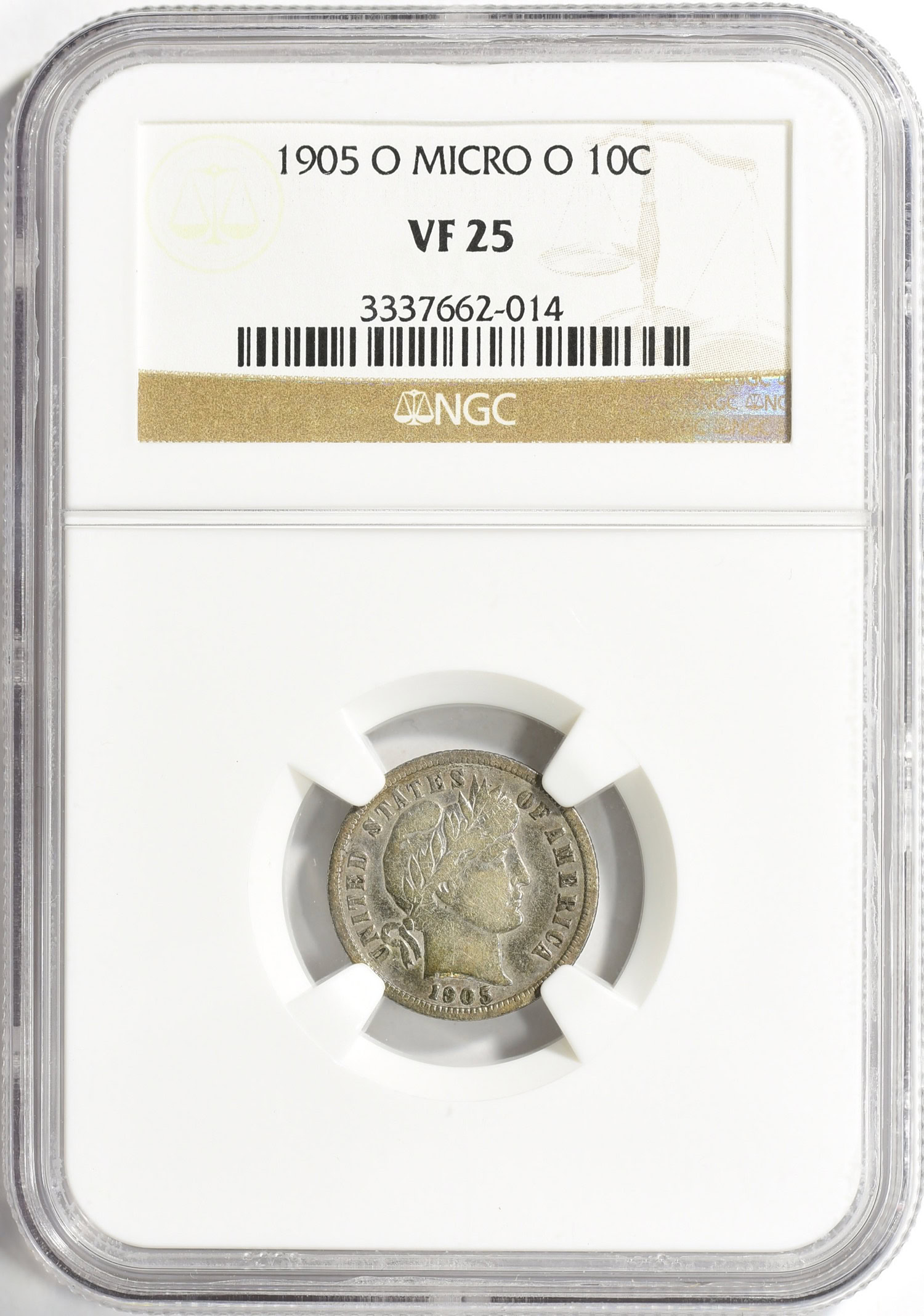 1905-O Barber Dime Micro O NGC VF-25 (Toned) (Item 1623321 ...