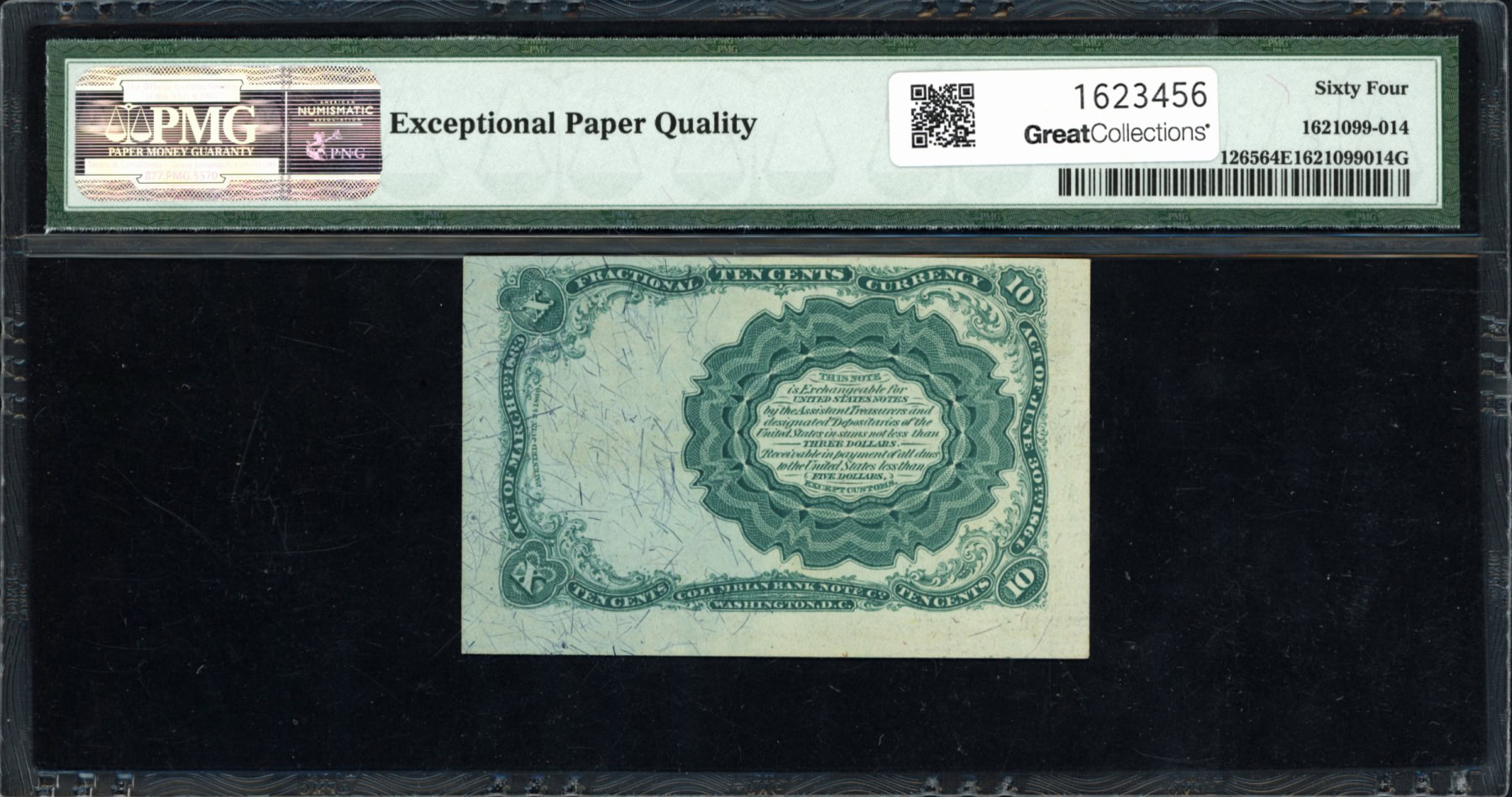 Fr. 1265 Fifth Issue 10 Cents Fractional Currency Note Allison ...