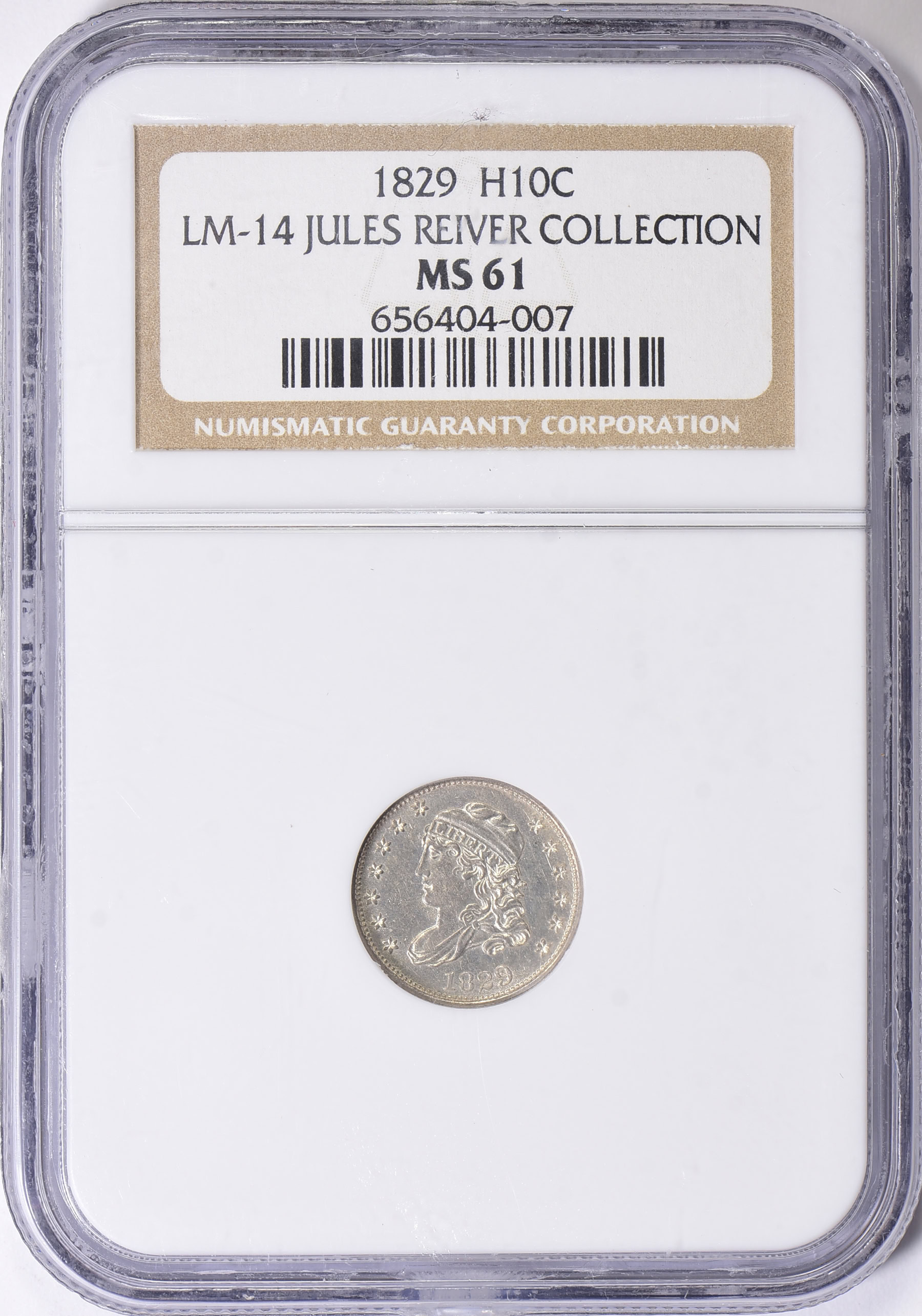1829 Capped Bust Half Dime LM-14 NGC MS-61 (Ex: Jules Reiver Collection ...