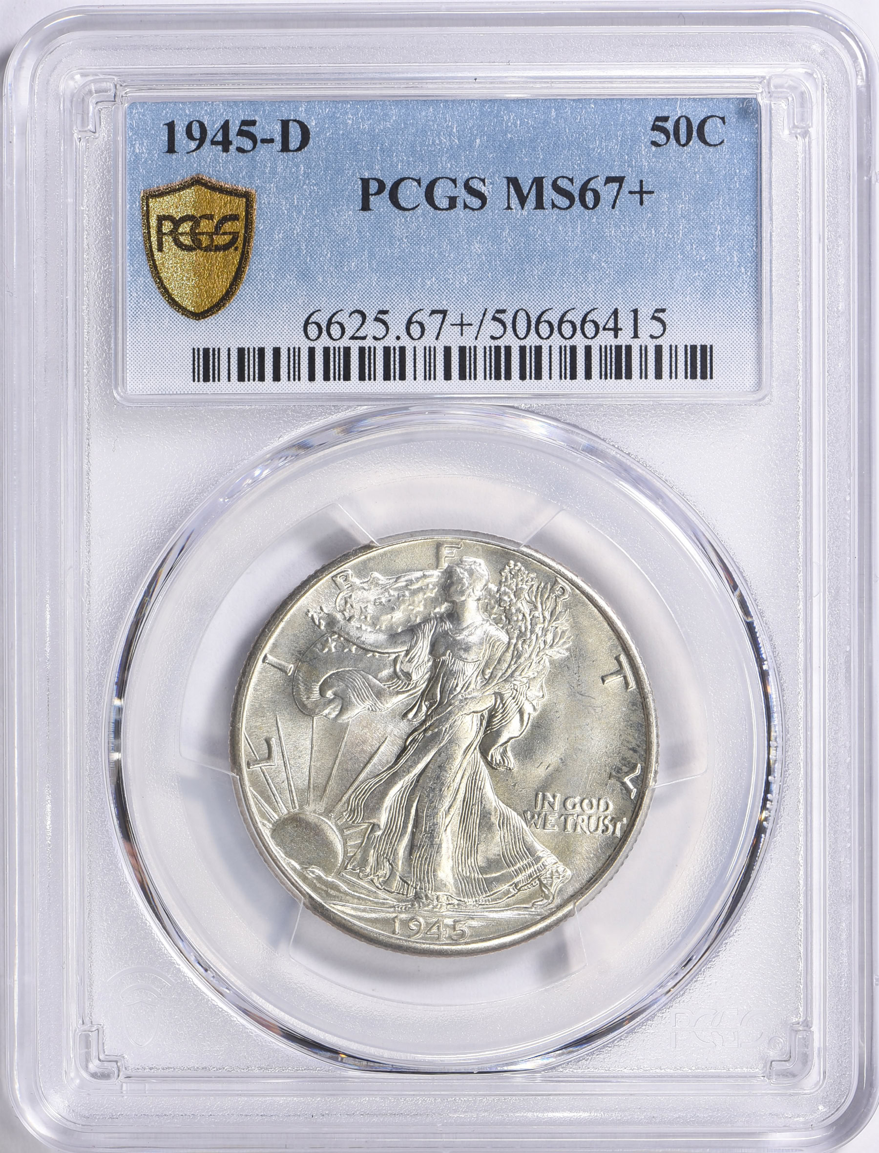 1945-D Walking Liberty Half Dollar PCGS MS-67+ (Item 1625010) | GreatCollections Coin Auctions