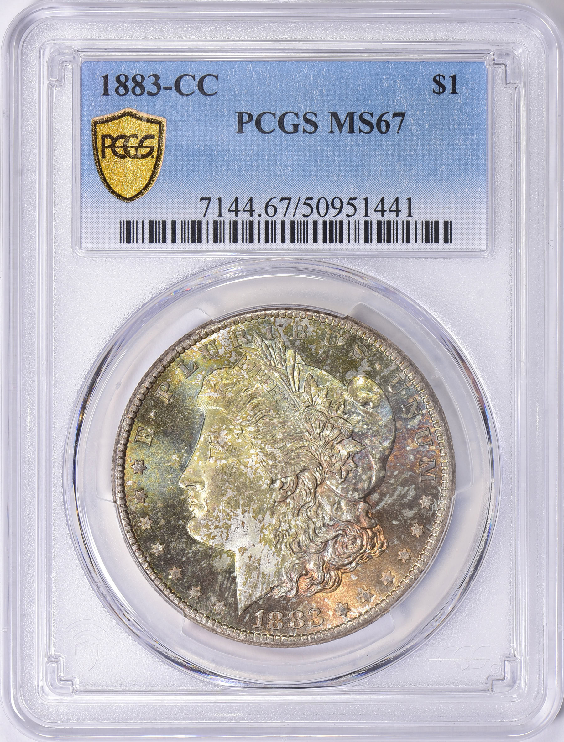 1883-CC Morgan Silver Dollar PCGS MS-67 (Toned) (Item 1625044) | GreatCollections Coin Auctions