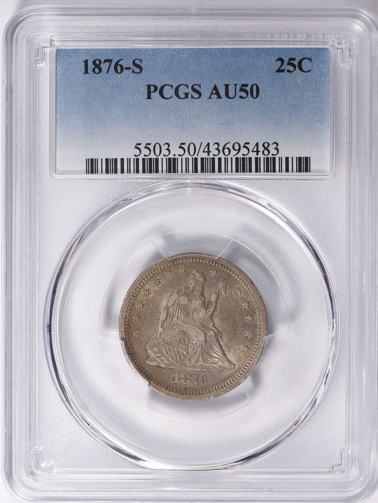 1876-S Seated Liberty Quarter PCGS AU-50 (Item 1625077) | GreatCollections Coin Auctions
