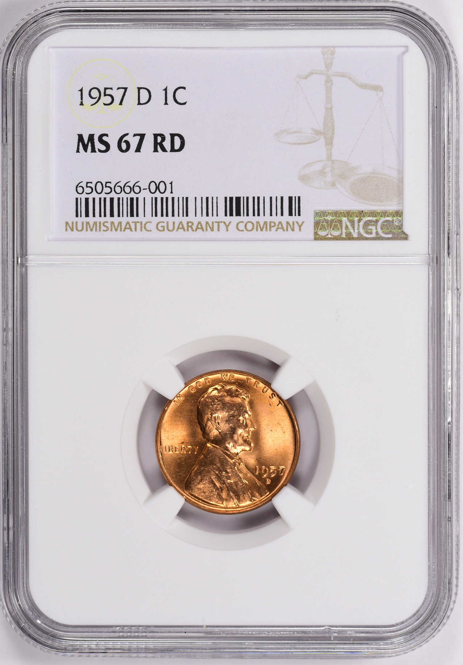 1957-D Lincoln Cent NGC MS-67 RD (Item 1625127) | GreatCollections Coin ...