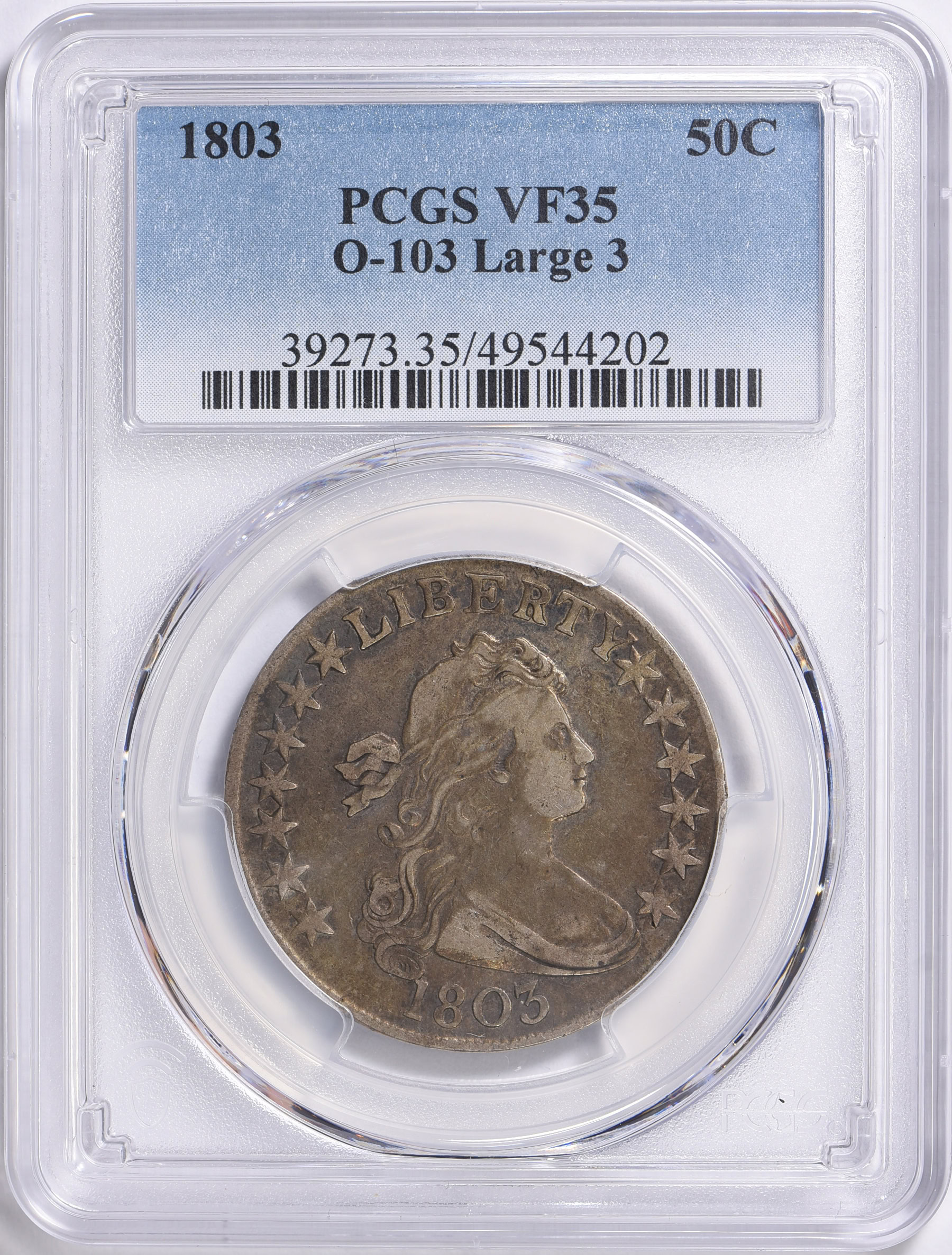1803 Draped Bust Half Dollar Large 3 Overton 103 PCGS VF-35 (Item ...