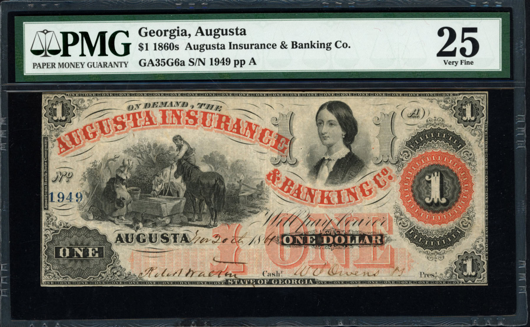 Nov. 20, 1861 Augusta, Georgia Augusta Insurance & Banking Co. $1 Note ...