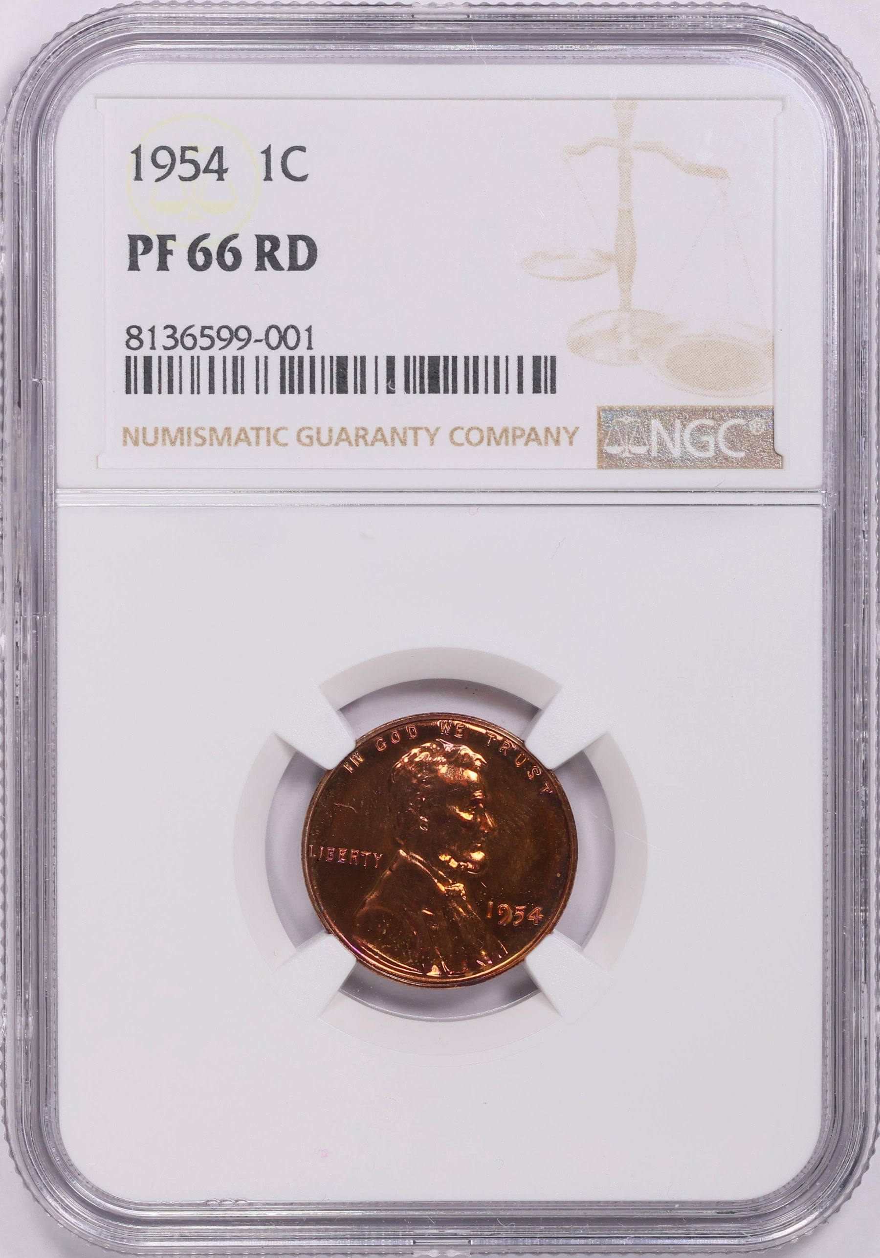 1954 Lincoln Cent NGC Proof-66 RD (Toned) (Item 1626105) | GreatCollections Coin Auctions