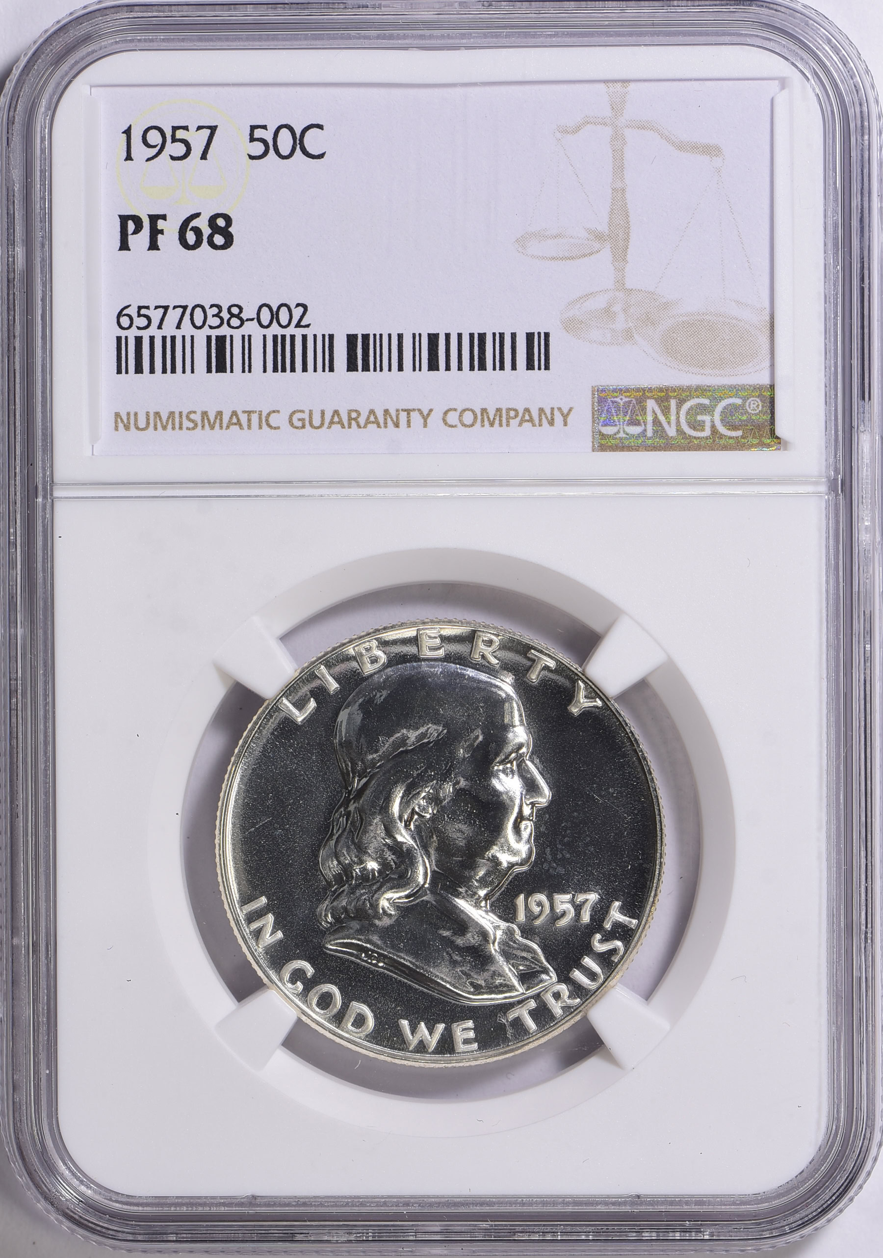1957 Franklin Half Dollar NGC Proof-68 (Item 1627602) | GreatCollections Coin Auctions