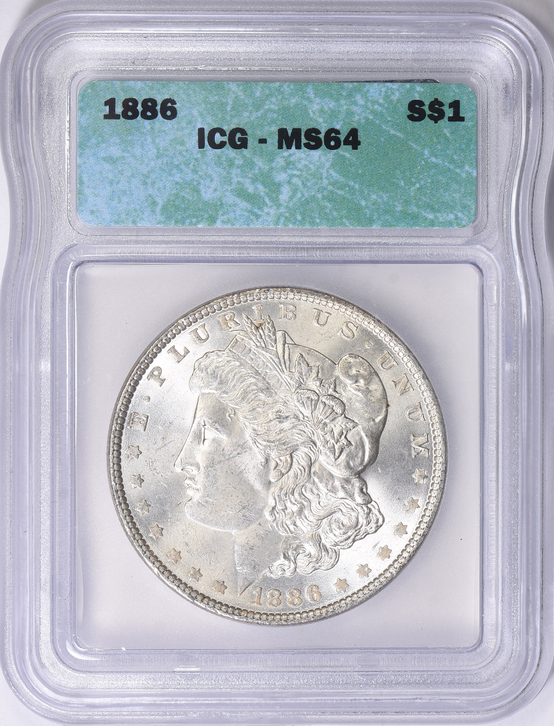 1886 Morgan Silver Dollar ICG MS-64 (Item 1627787) | GreatCollections Coin Auctions
