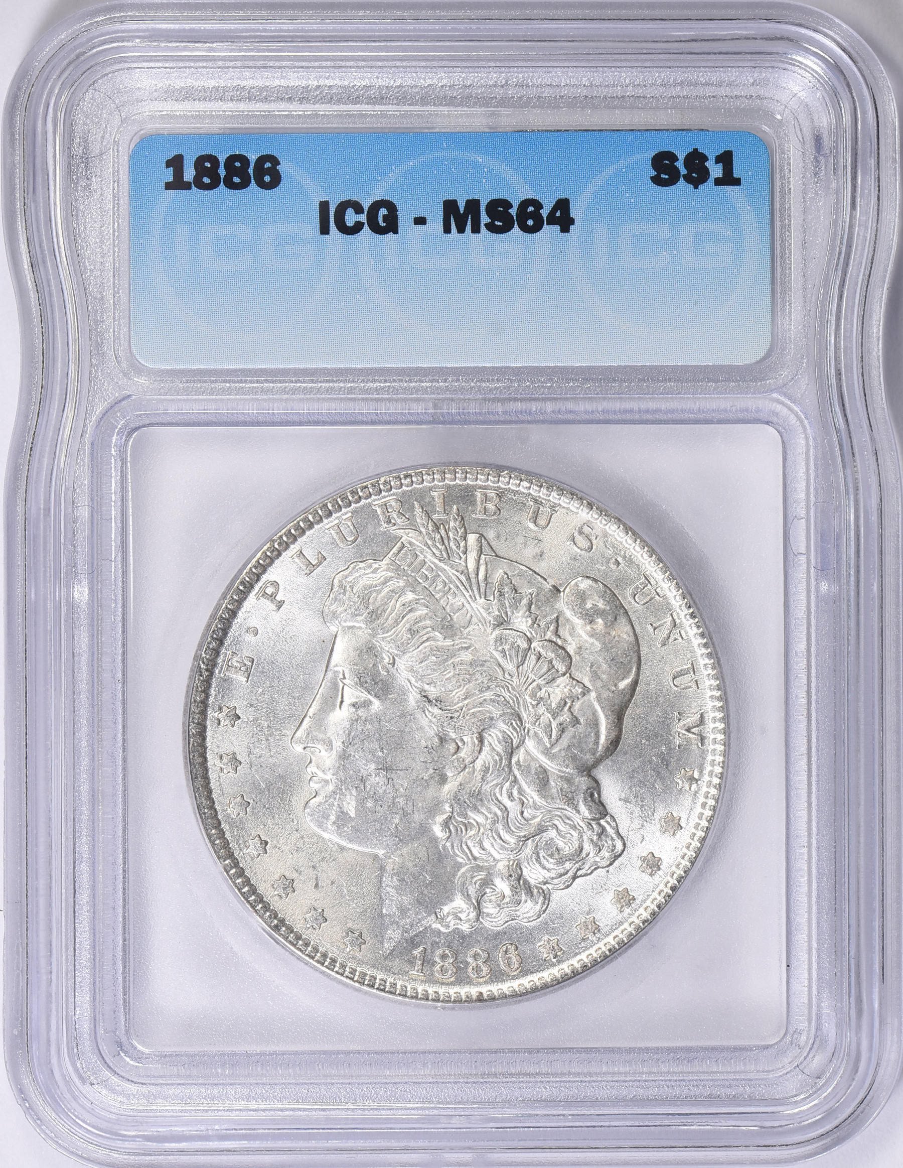 1886 Morgan Silver Dollar ICG MS-64 (Item 1627794) | GreatCollections Coin Auctions