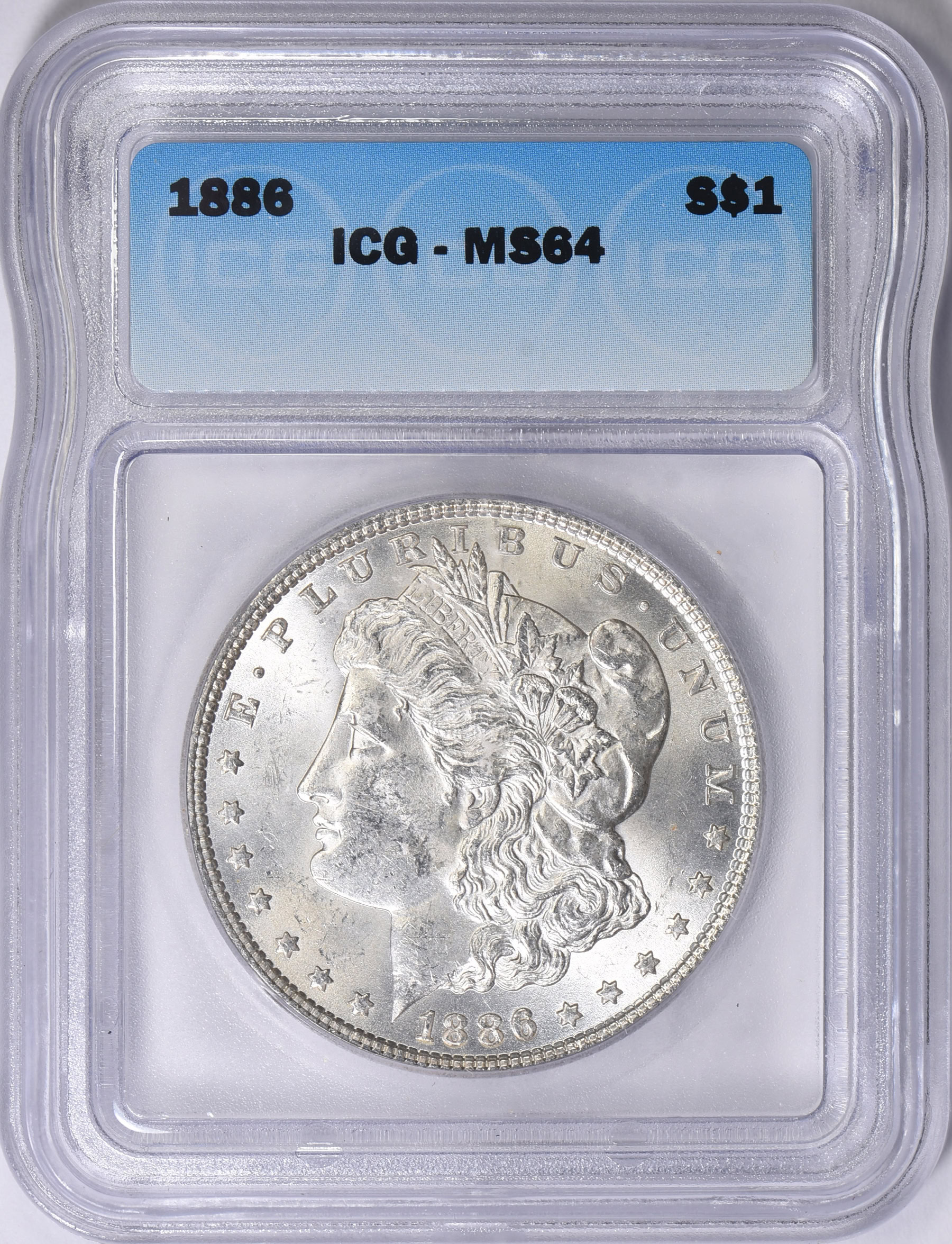 1886 Morgan Silver Dollar ICG MS-64 (Item 1627800) | GreatCollections Coin Auctions