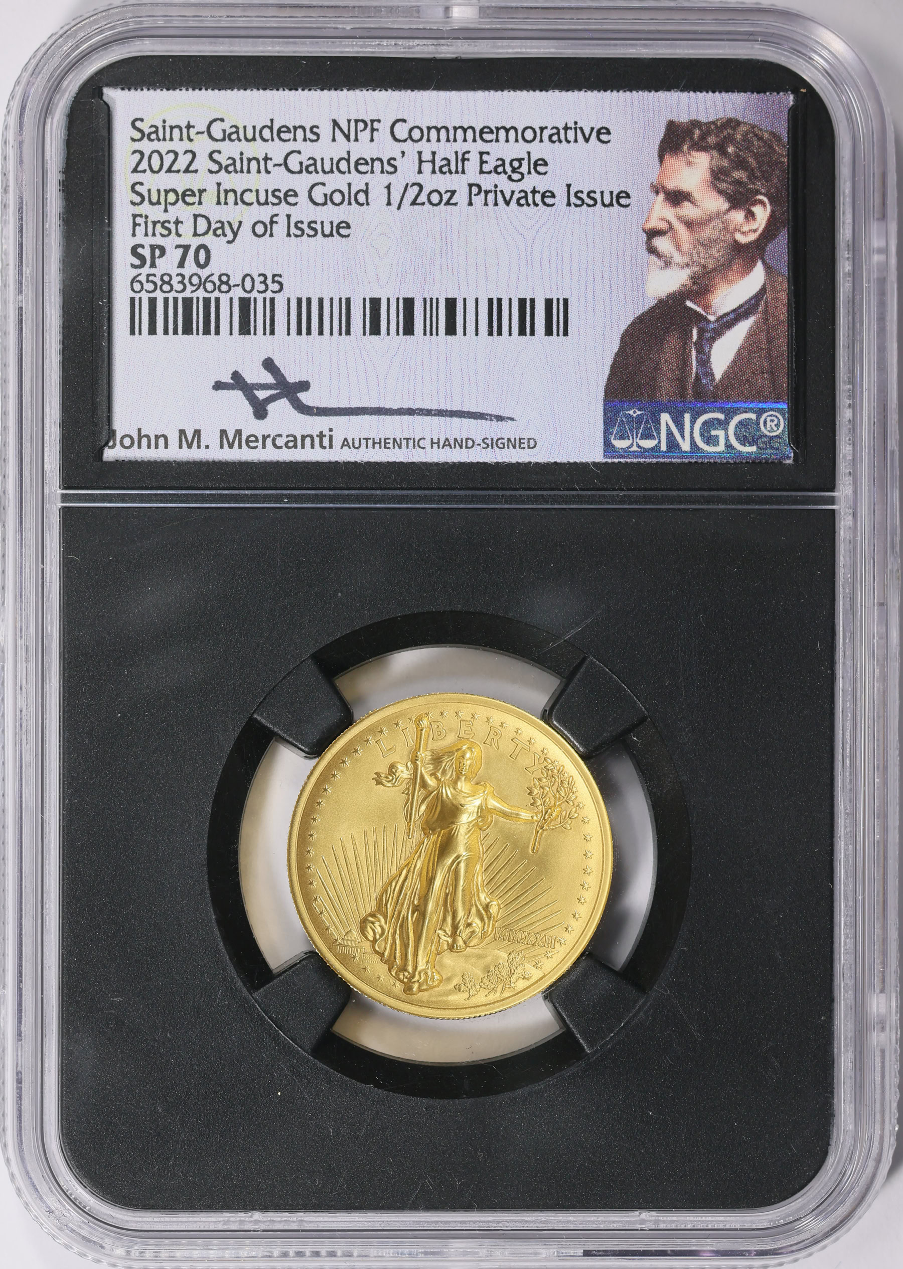 2022 Gold 1/2oz Saint-Gaudens Half Eagle Super Incuse Private Issue NPF ...