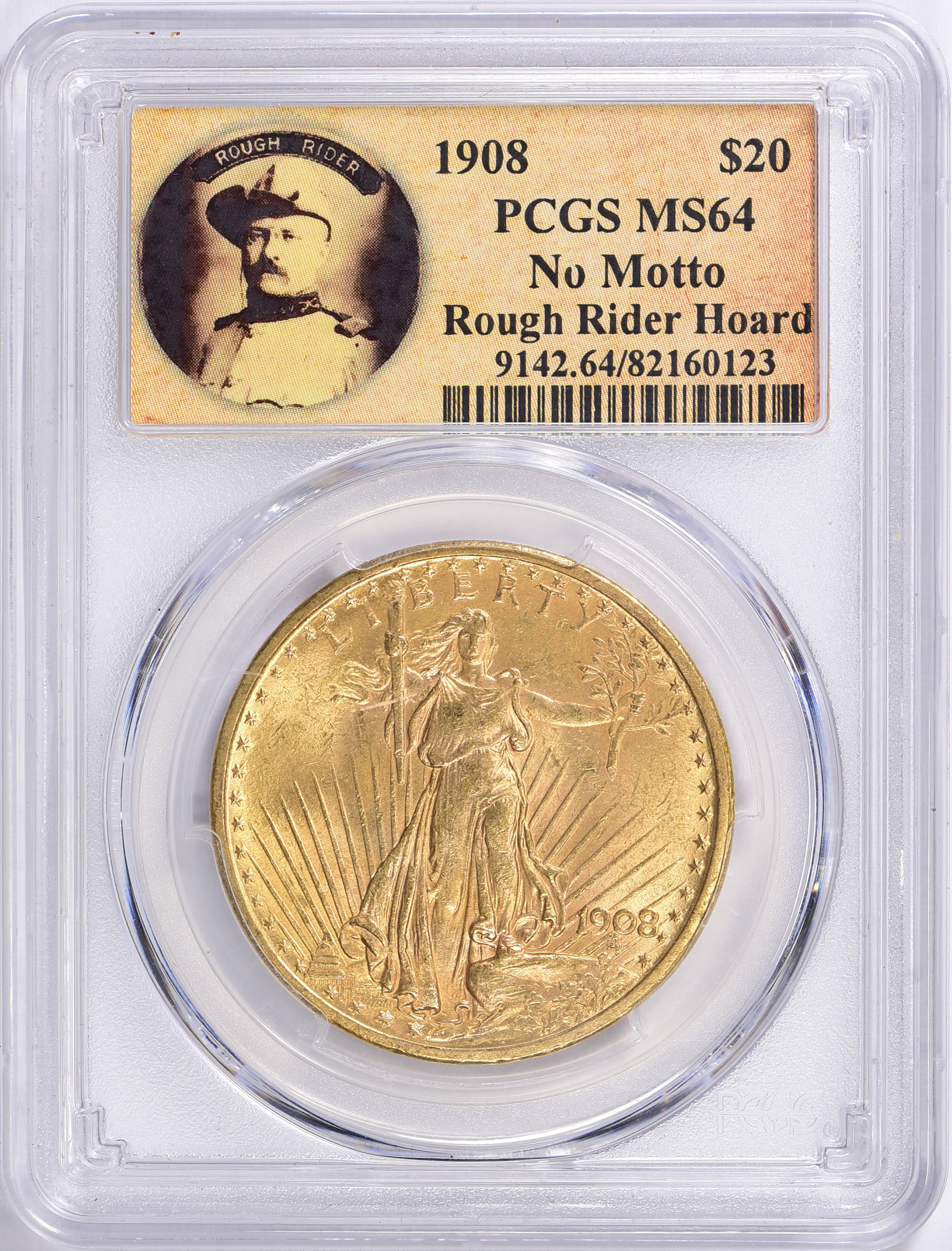 1908 Saint-Gaudens Gold Double Eagle No Motto PCGS MS-64 (Rough Rider Hoard) (Item 1628335 ...