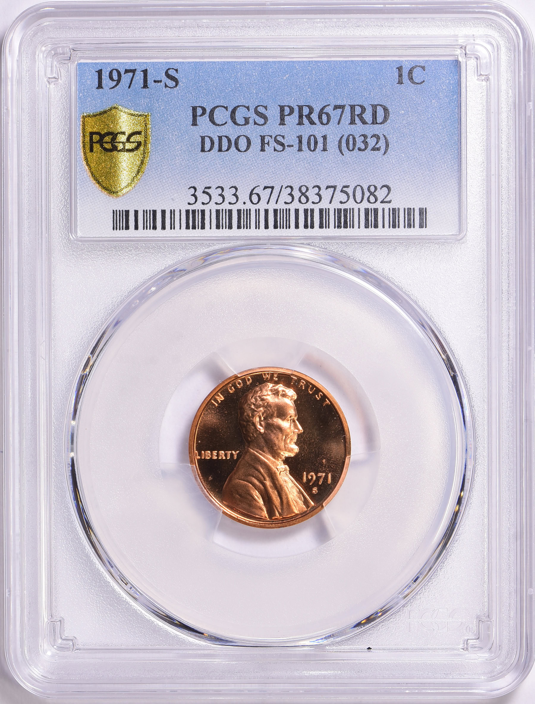 1971-S Lincoln Cent Doubled Die Obverse FS-101 (032) PCGS Proof-67 RD ...