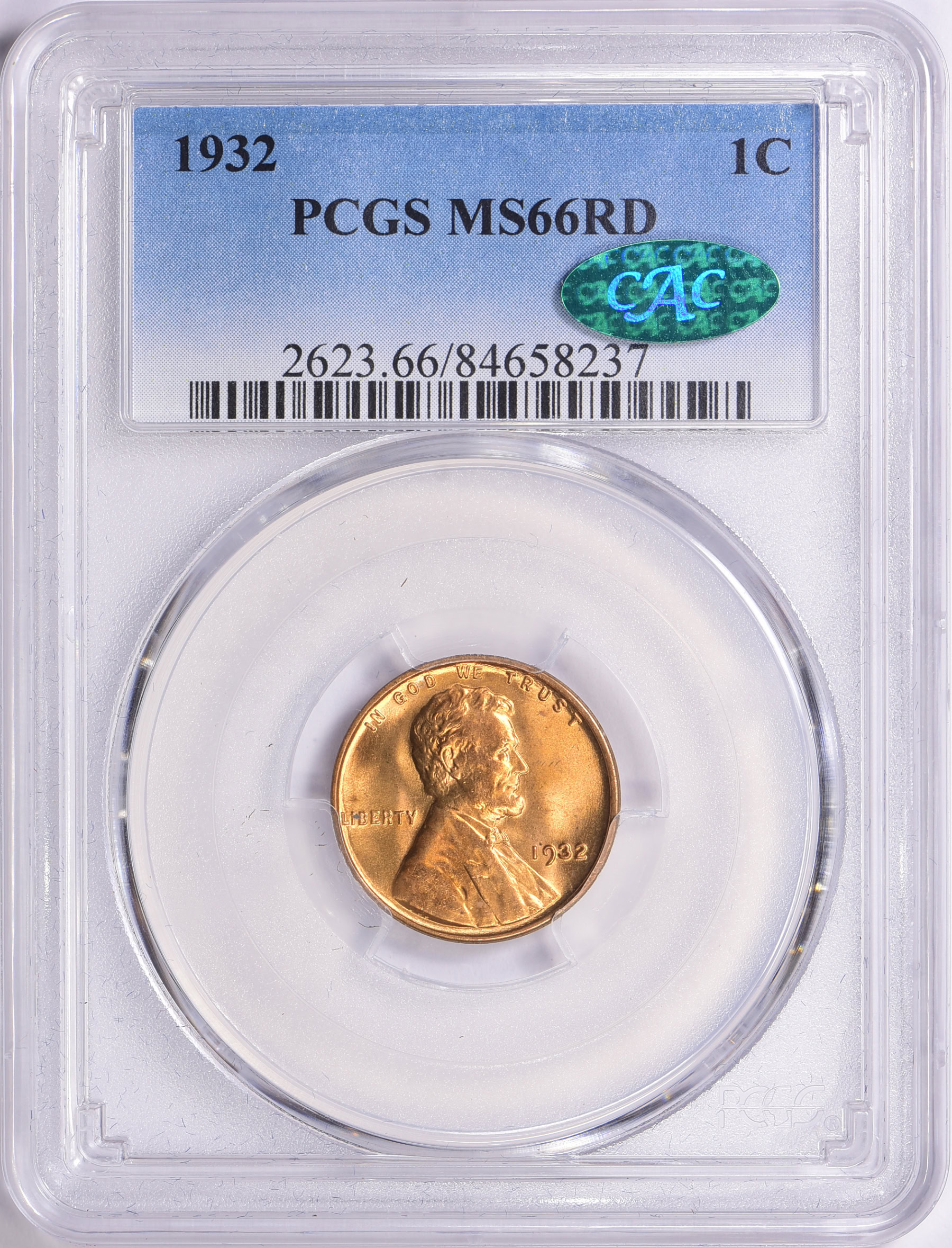 1932 Lincoln Cent PCGS MS-66 RD (CAC Green) (Item 1628509) | GreatCollections Coin Auctions
