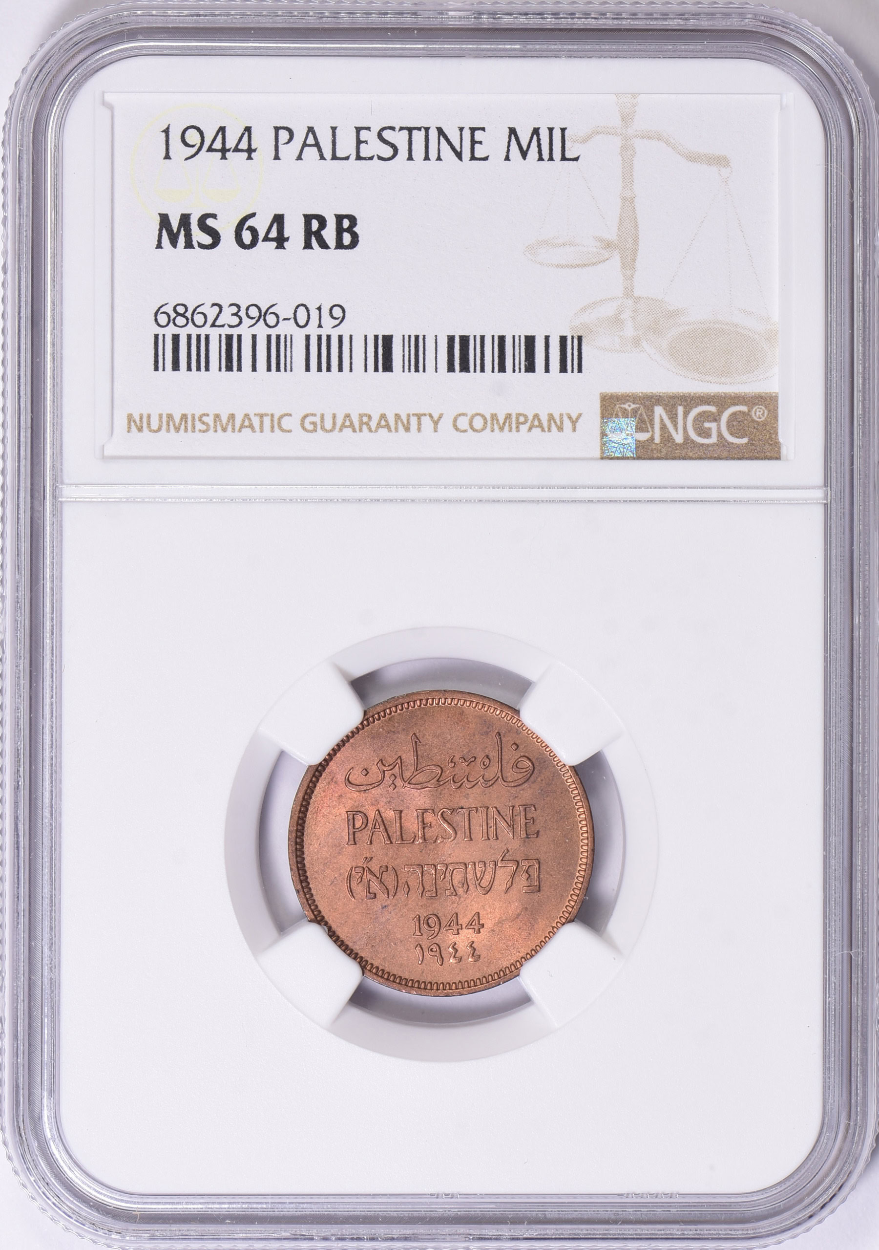 Palestine 1944 Mil KM-1 NGC MS-64 RB (Item 1629083) | GreatCollections ...