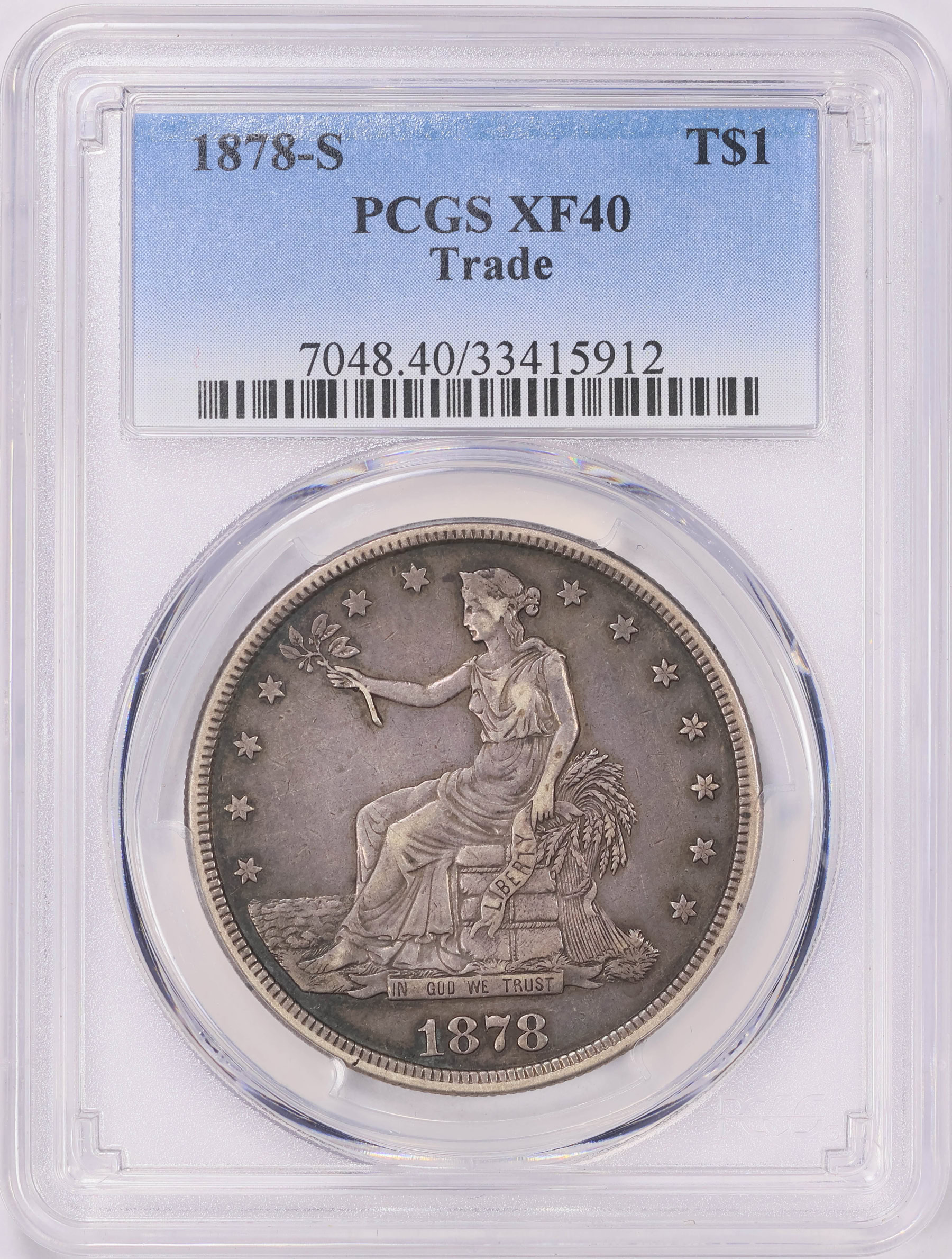 1878-S Trade Silver Dollar PCGS XF-40 (Item 1629596) | GreatCollections Coin Auctions