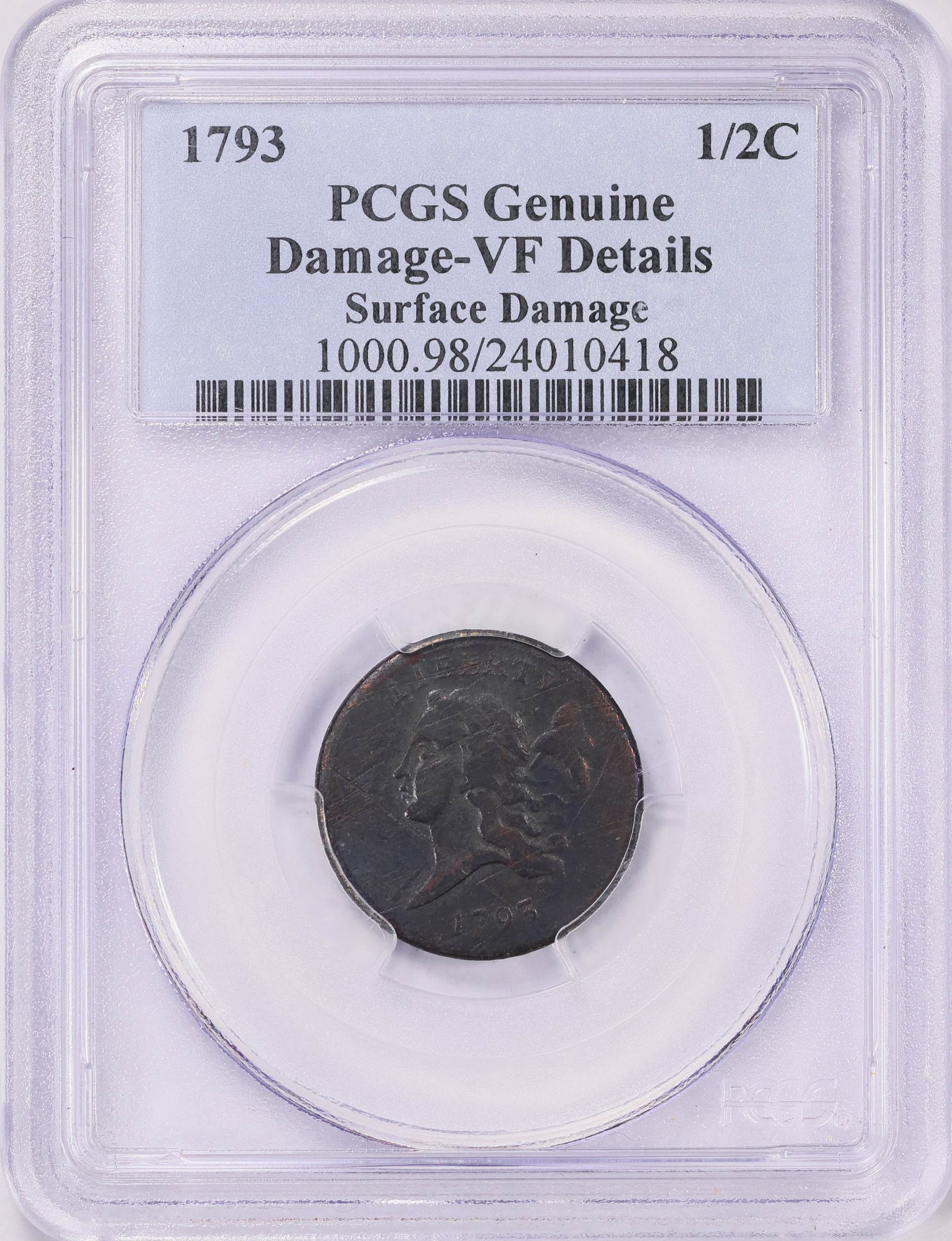 1793 Liberty Cap Half Cent PCGS Genuine VF Details (Item 1629726 ...