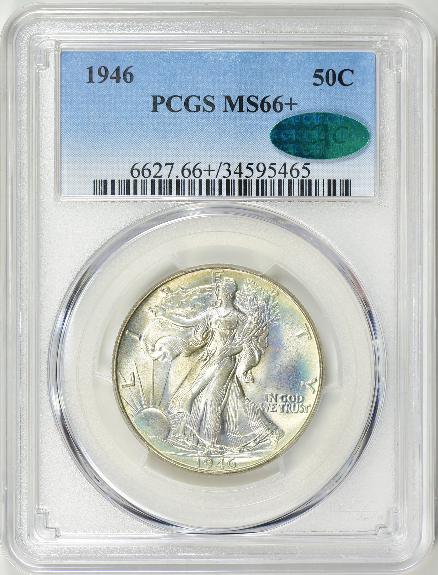 1946 Walking Liberty Half Dollar PCGS MS-66+ (CAC Green) (Item 1629806) | GreatCollections Coin ...