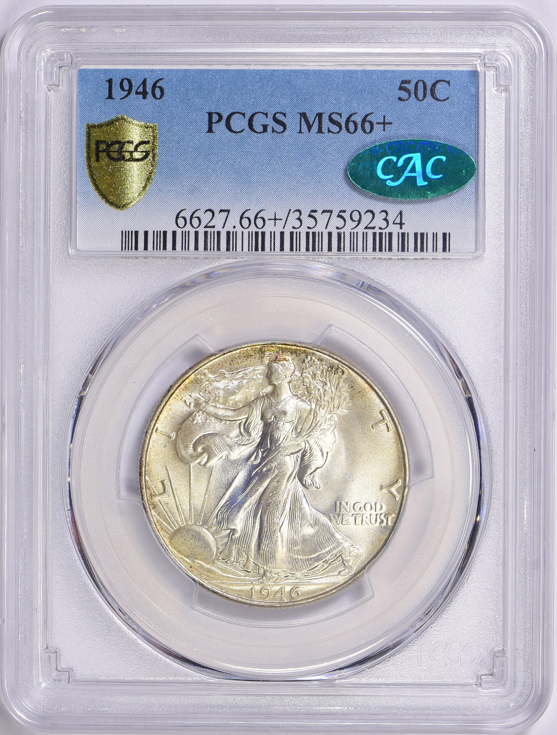 1946 Walking Liberty Half Dollar PCGS MS-66+ (CAC Green) (Item 1629809) | GreatCollections Coin ...
