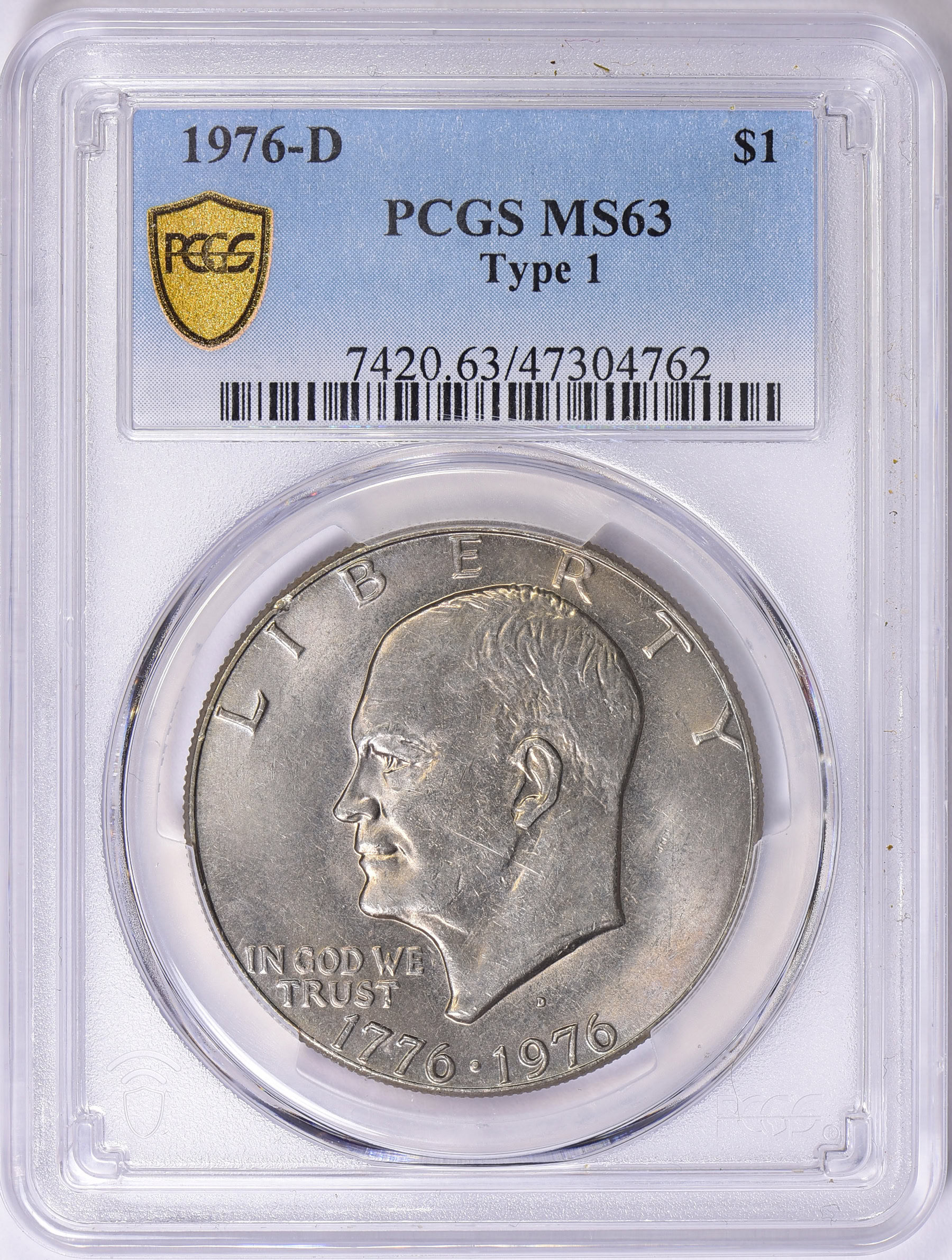 1976-D Eisenhower Dollar Type 1 PCGS MS-63 (Toned) (Item 1630167) | GreatCollections Coin Auctions