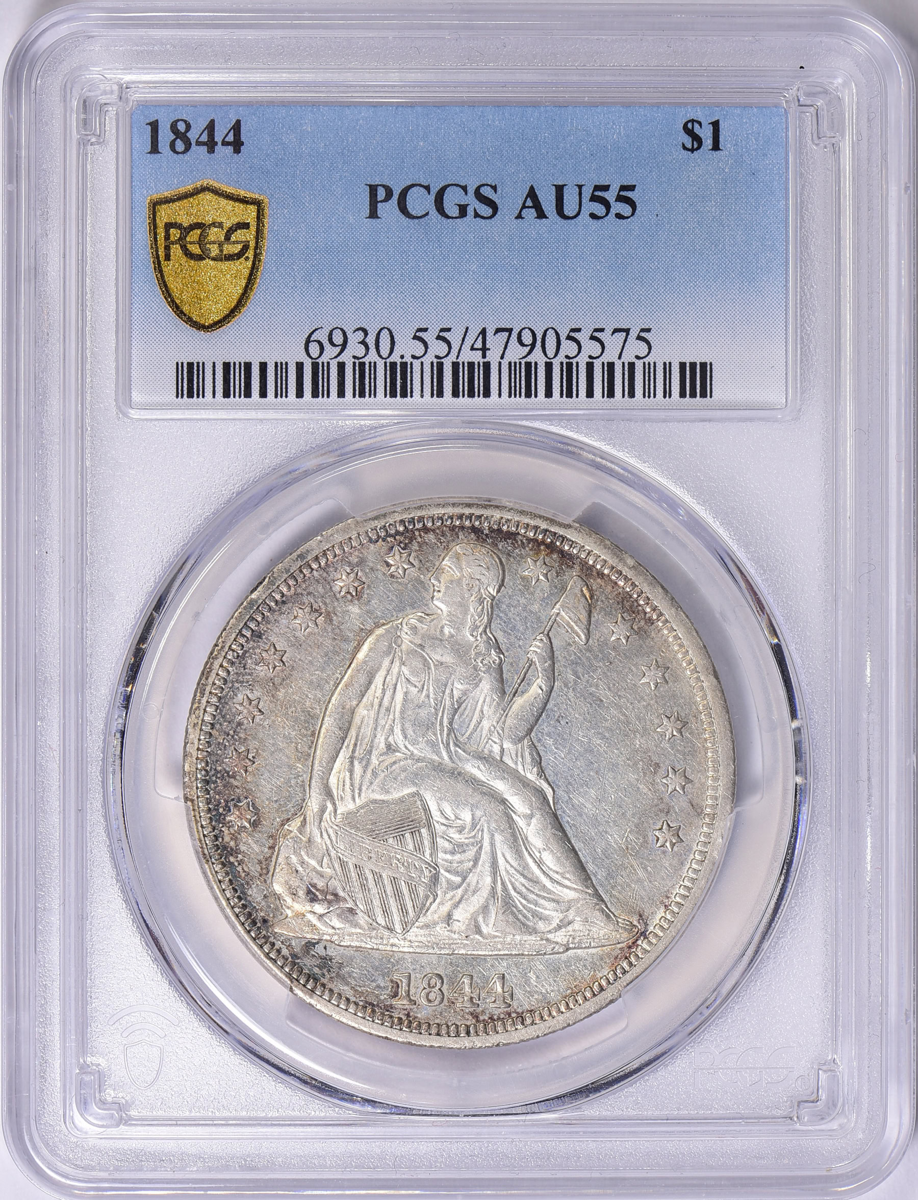 1844 Seated Liberty Silver Dollar PCGS AU-55 (Item 1630400) | GreatCollections Coin Auctions