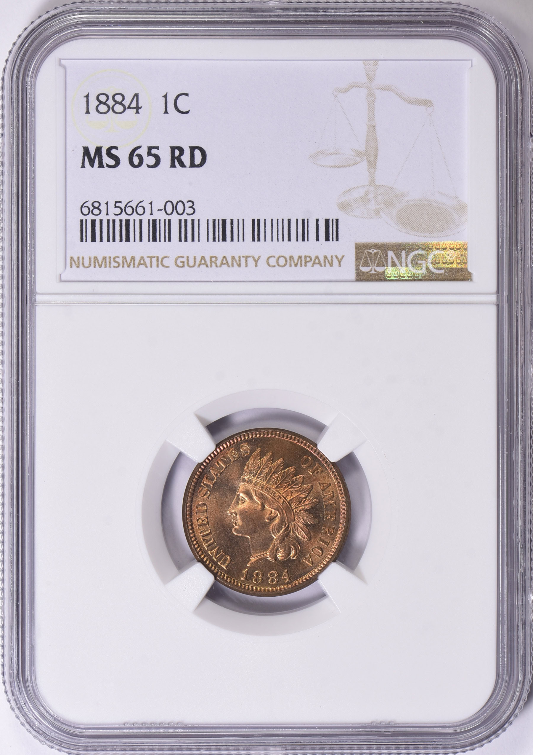 1884 Indian Cent NGC MS-65 RD (Item 1630562) | GreatCollections Coin ...
