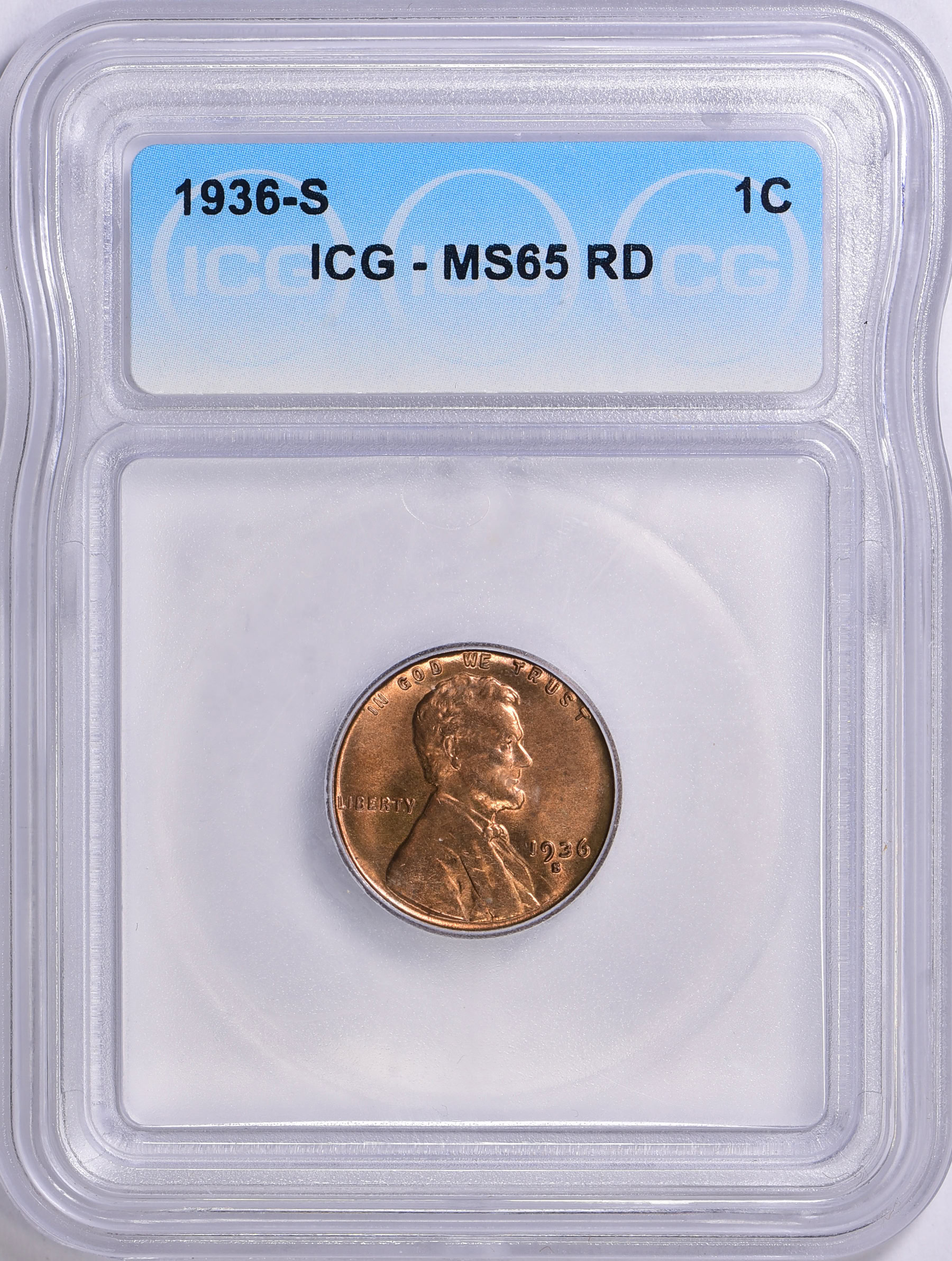 1936-S Lincoln Cent ICG MS-65 RD (Item 1630889) | GreatCollections Coin Auctions
