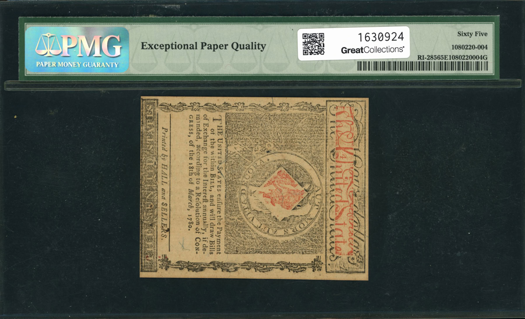 Fr. RI-285 Jul. 2, 1780 $4 Rhode Island Colonial Note PMG Gem ...