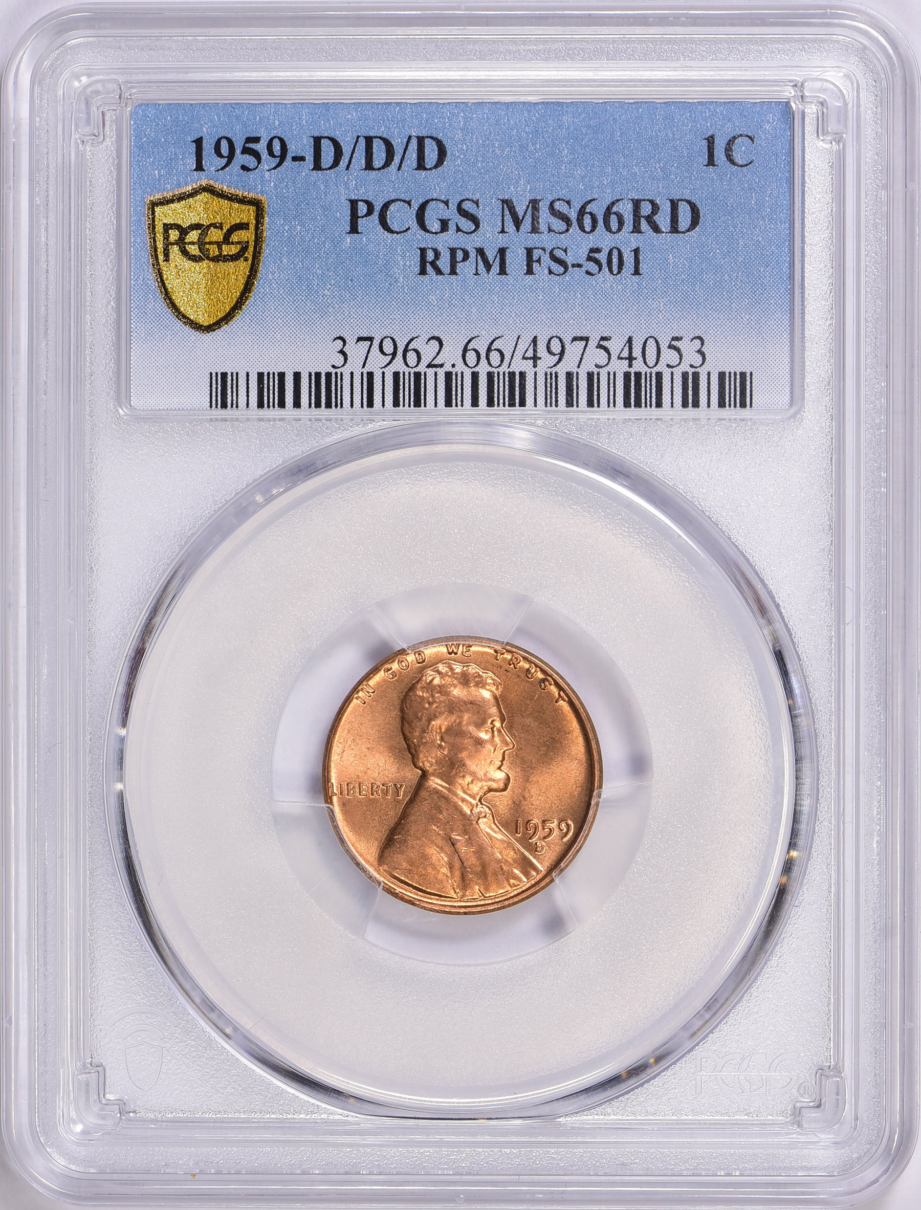 1959-D/D/D Lincoln Cent Repunched Mintmark FS-501 PCGS MS-66 RD (Item ...