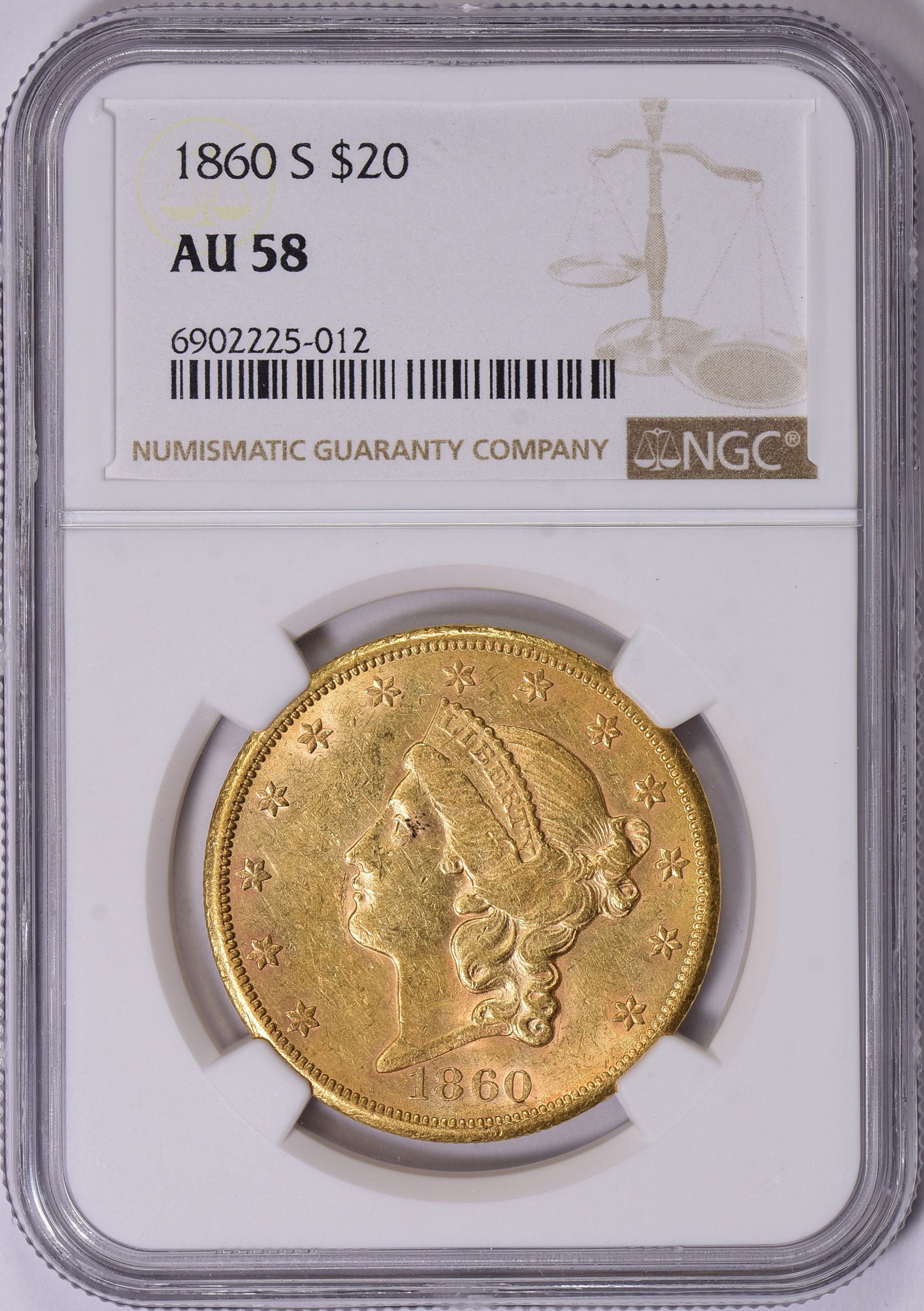 1860-S Liberty Gold Double Eagle NGC AU-58 (Item 1631101) | GreatCollections Coin Auctions