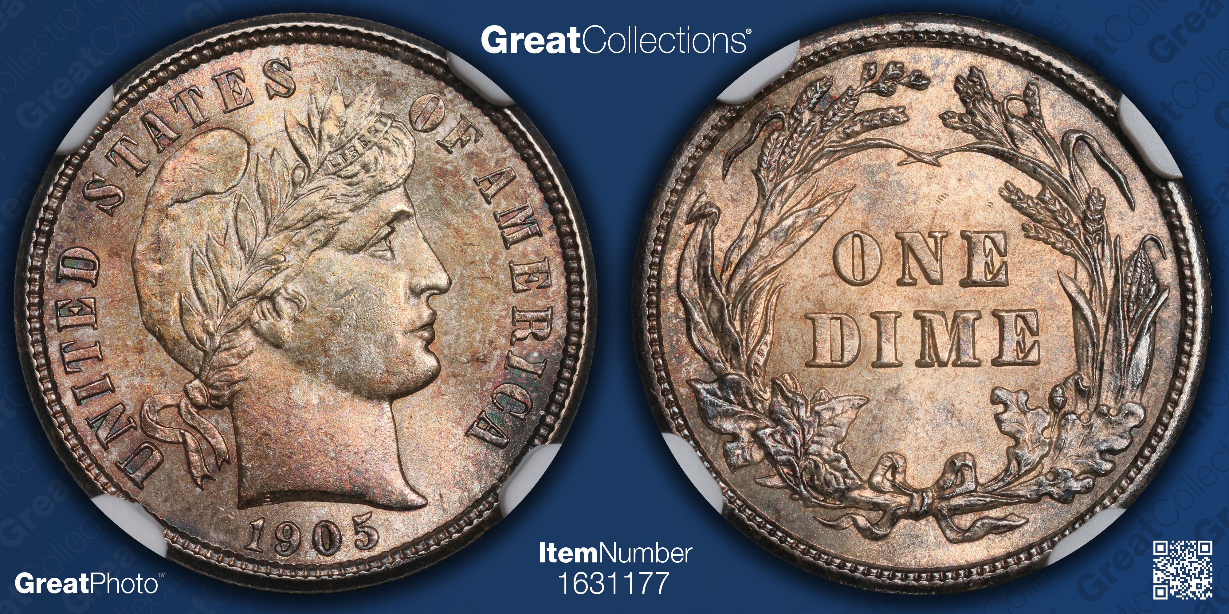 1905 Barber Dime NGC MS-66 (Item 1631177) | GreatCollections Coin Auctions