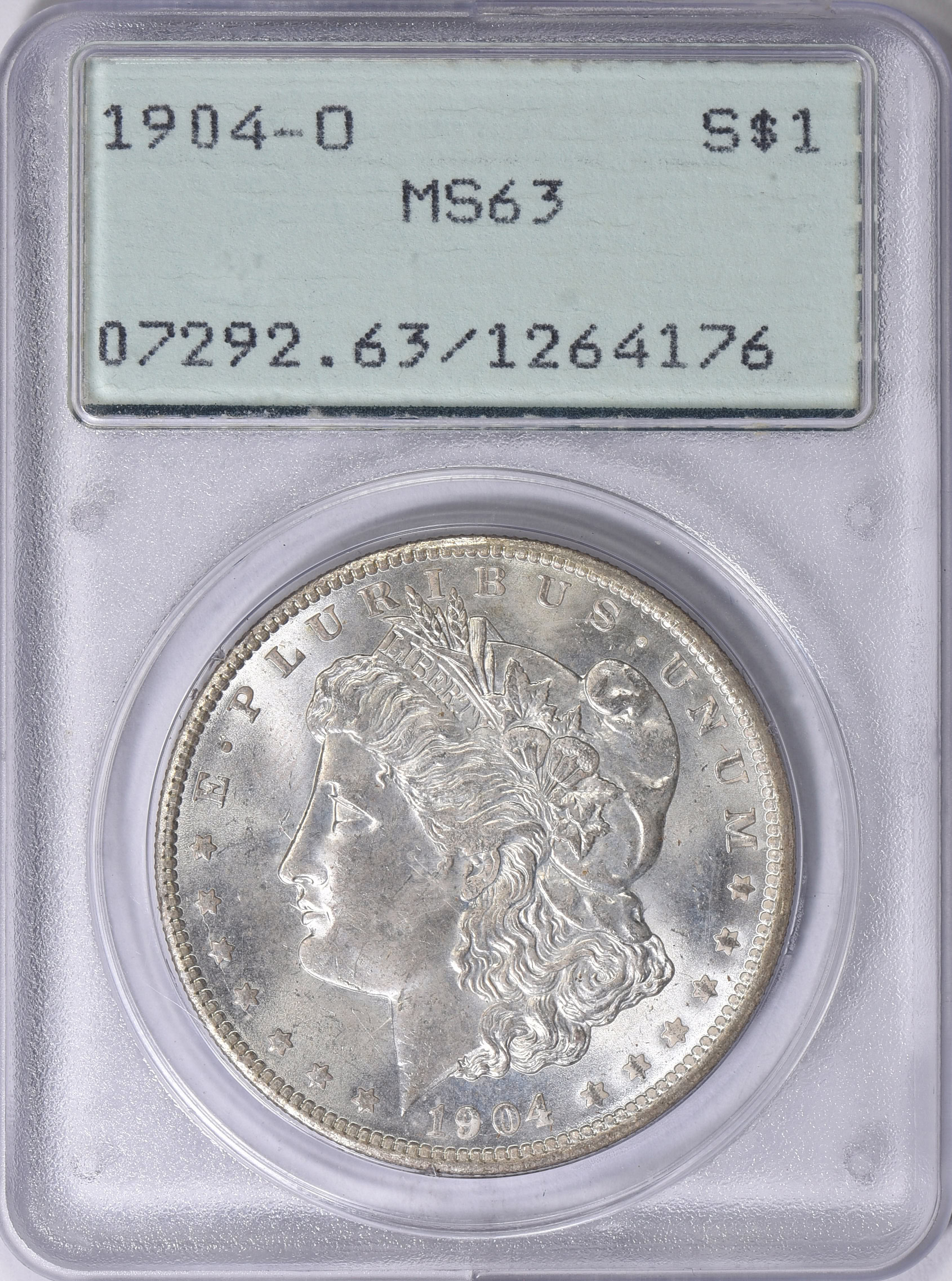 1904-O Morgan Silver Dollar PCGS MS-63 OGH (1st Gen) (Item 1631217) | GreatCollections Coin Auctions