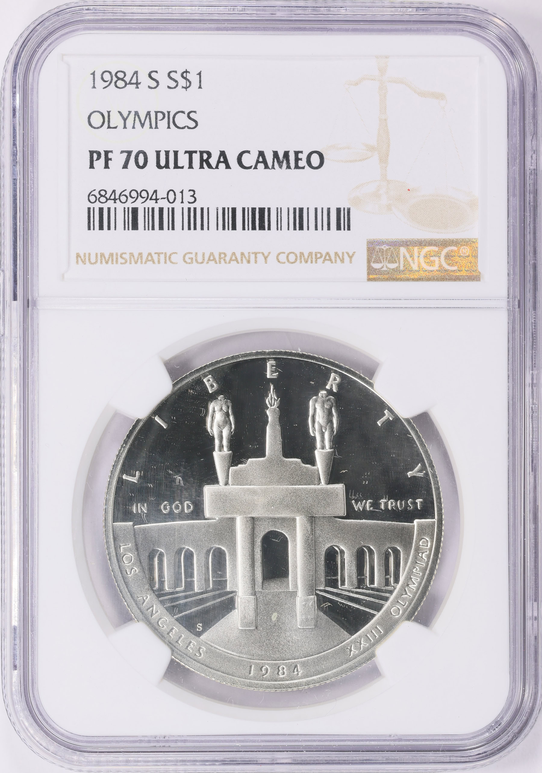 1984-S Los Angeles XXIII Olympiad Coliseum Silver Dollar NGC Proof-70 ...