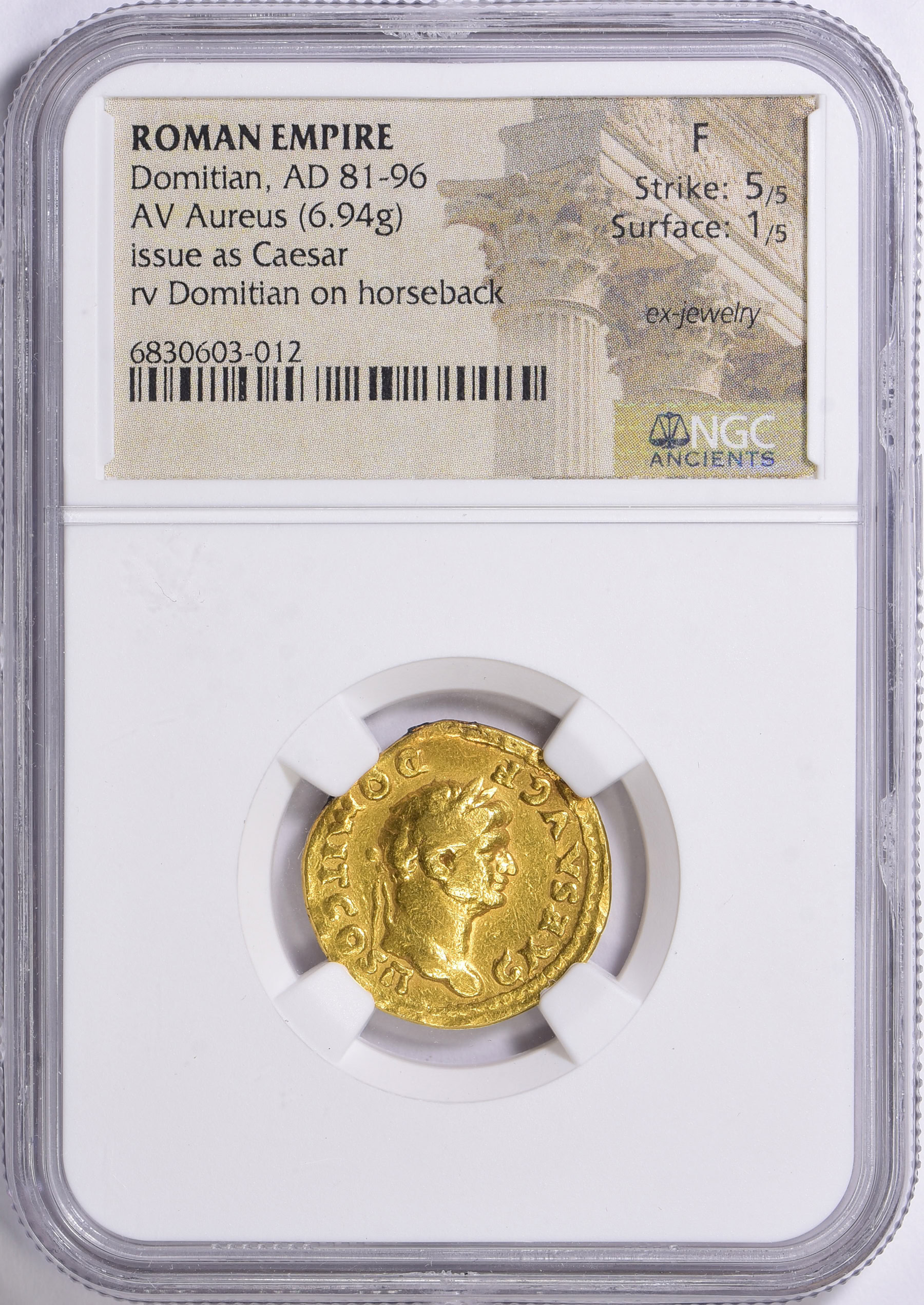 Ancient Roman Empire, Domitian as Caesar (A.D. 69-81) A.D. 73 AV Aureus ...