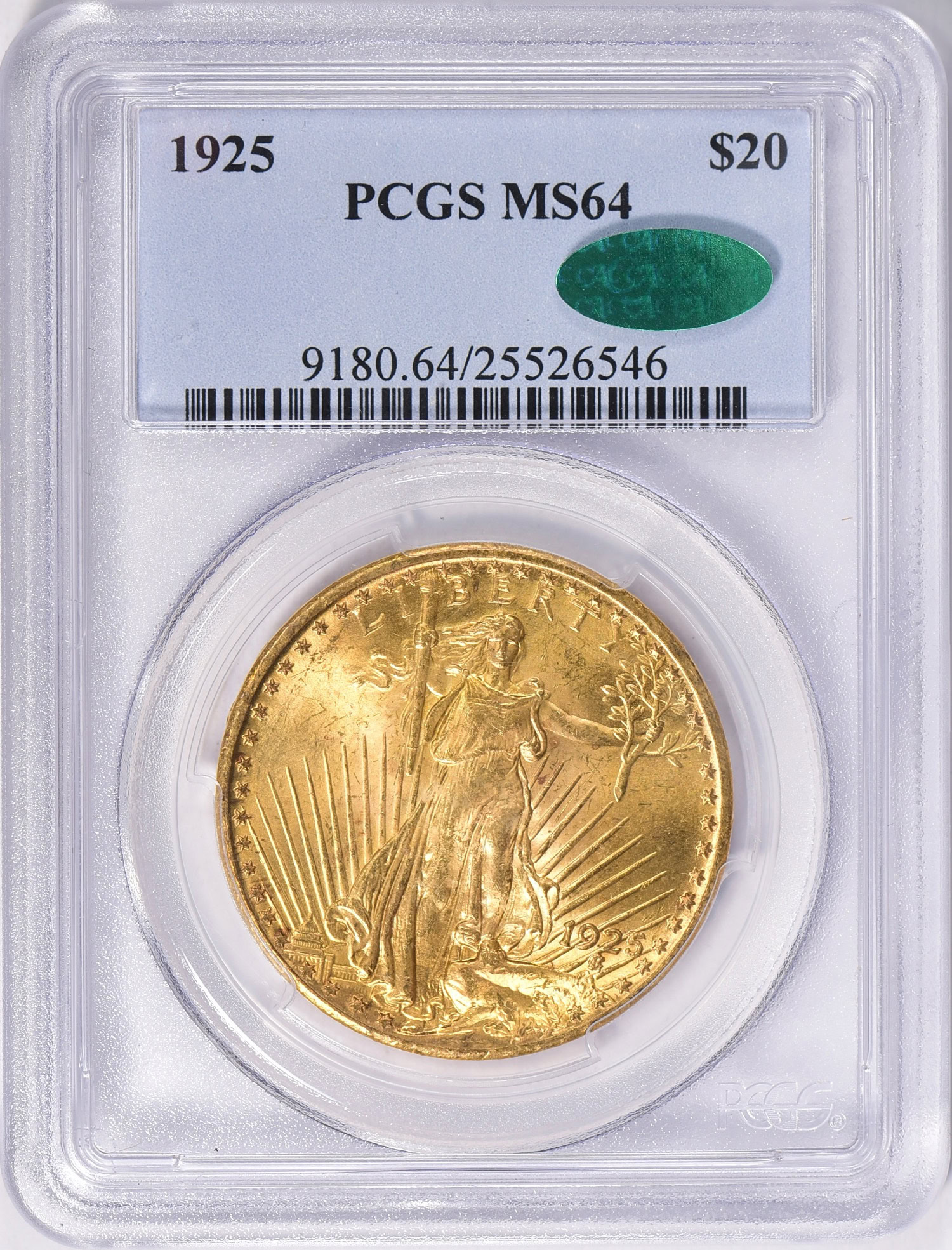1925 Saint-Gaudens Gold Double Eagle PCGS MS-64 (CAC Green) (Item 1632224) | GreatCollections ...