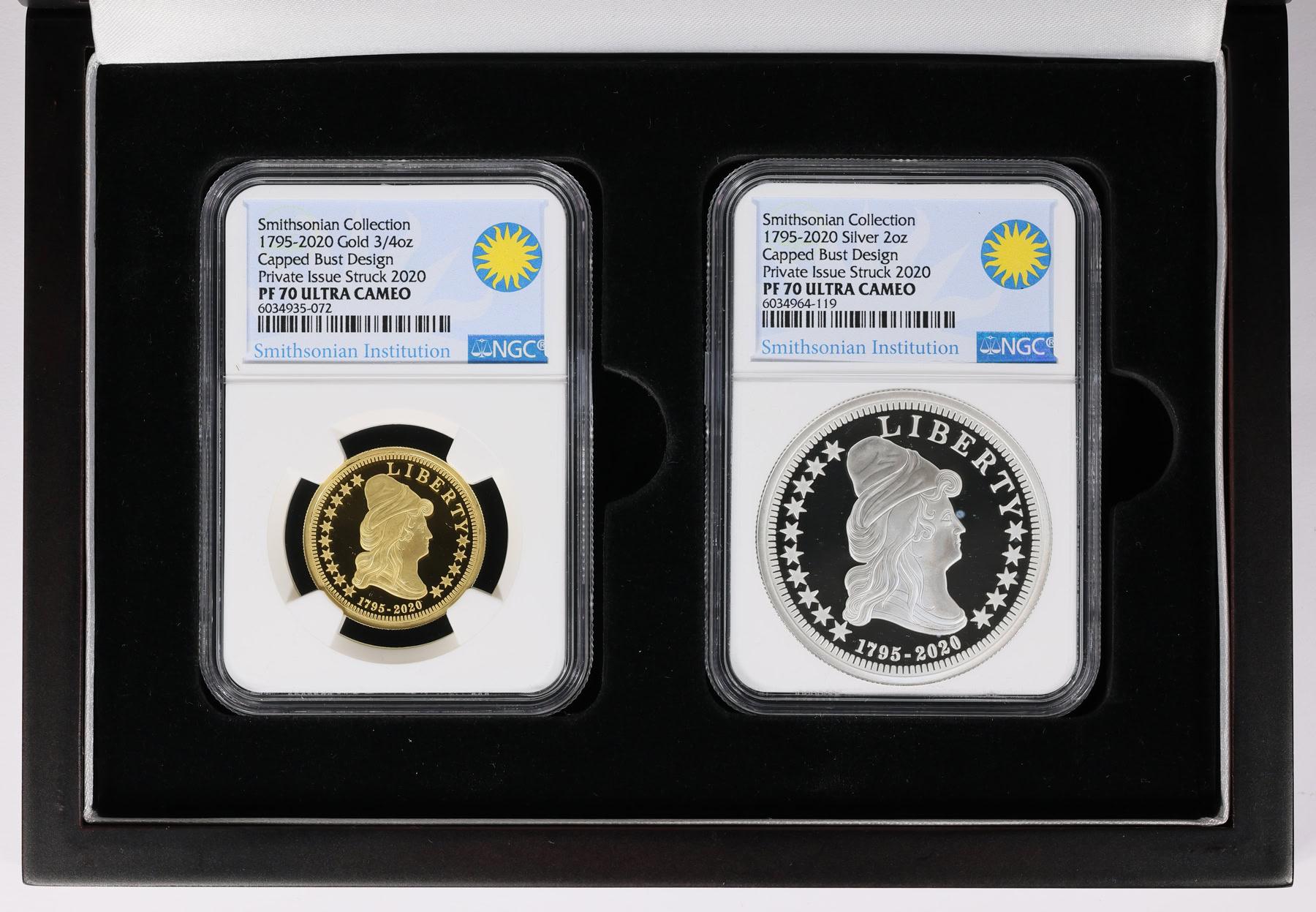 1795-2020 Gold 3/4oz and Silver 2oz Capped Bust Design Private iSsue ...
