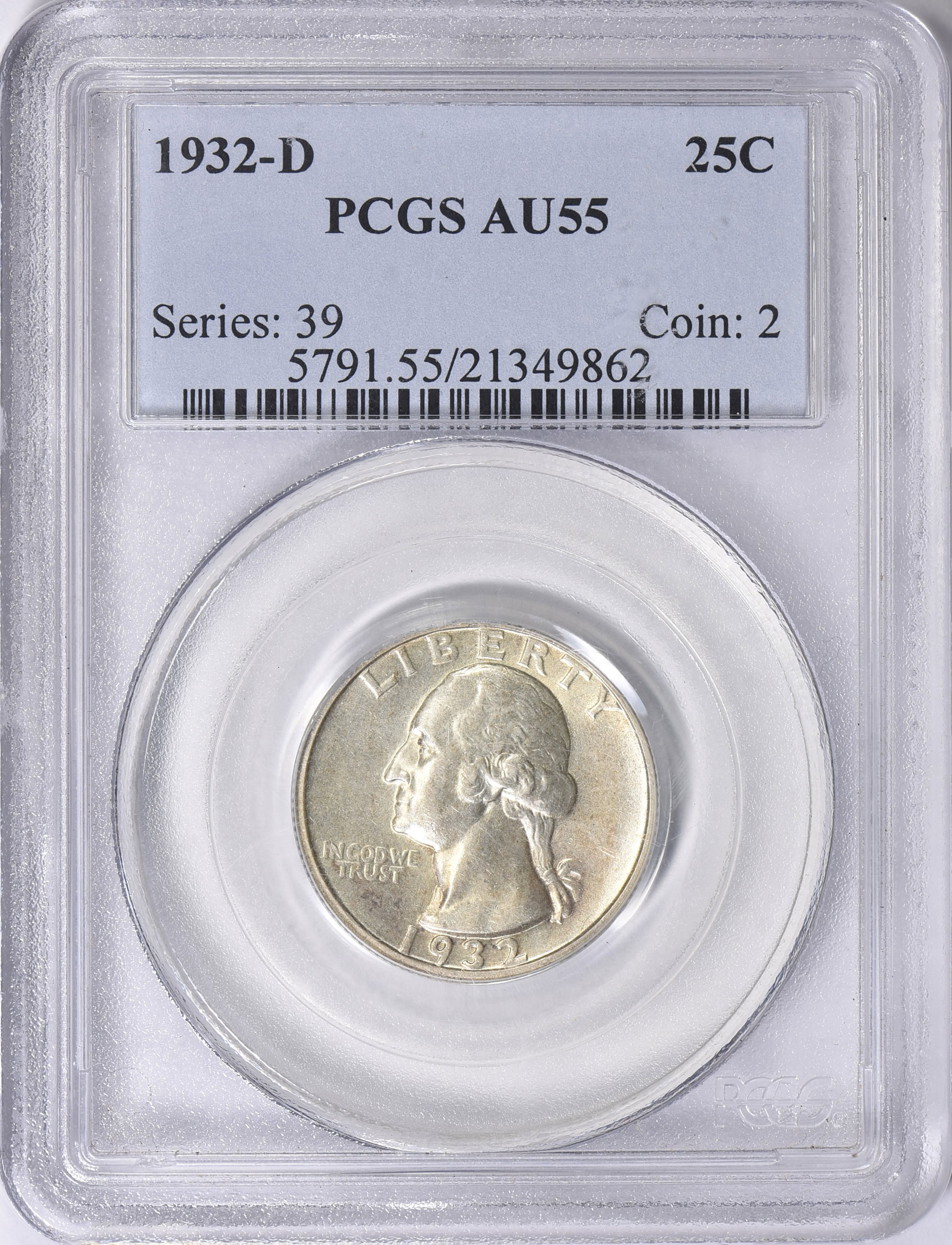 1932-D Washington Quarter PCGS AU-55 (Item 1632290) | GreatCollections Coin Auctions