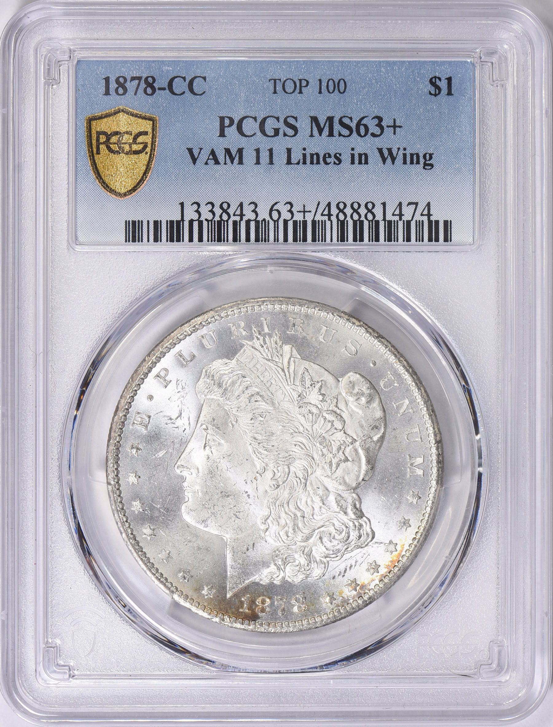 1878-CC Morgan Silver Dollar VAM-11 Lines in Wing Top 100 PCGS MS-63+ (Item 1632507 ...