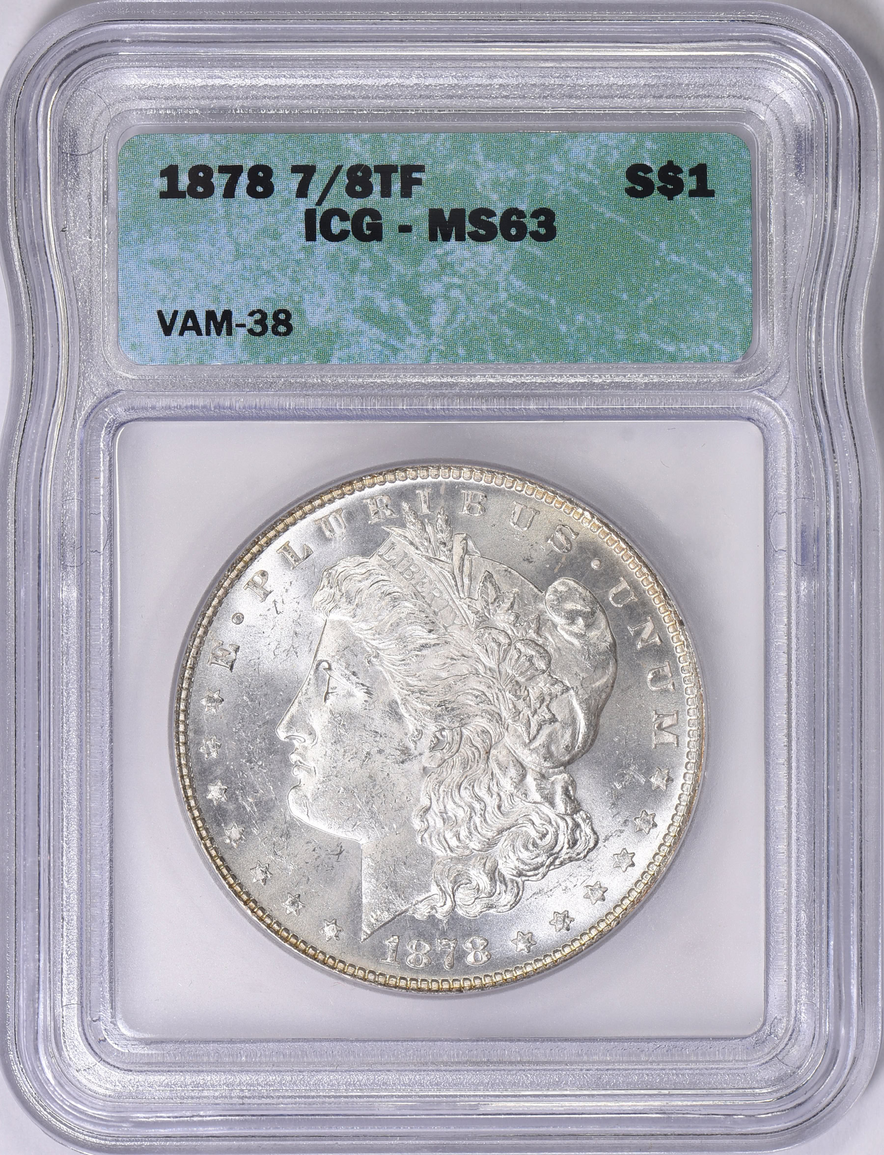 1878 7/8TF Morgan Silver Dollar VAM-38 ICG MS-63 (Item 1633001) | GreatCollections Coin Auctions